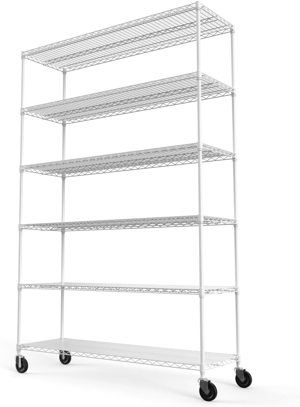 Pouseayar 6 Tier NSF Metal Shelf Wire Shelving Unit, 6000lbs Capacity Heavy Duty Adjustable ...