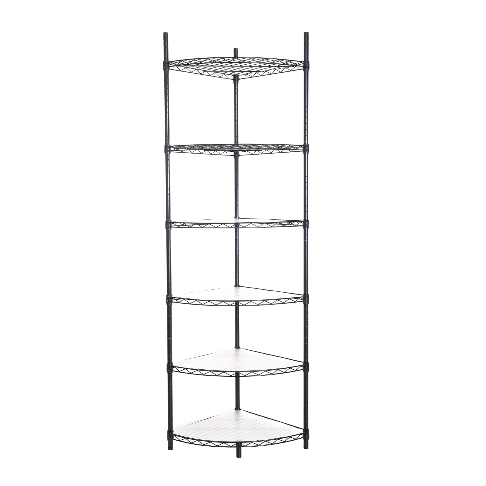 Pouseayar 6 Tier Corner Wire Shelf Rack - Adjustable, Heavy Duty, Free ...