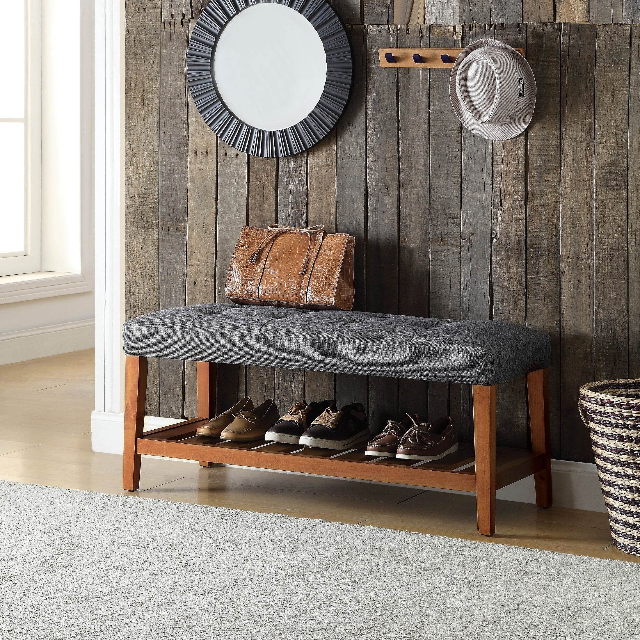 Pouseayar Entryway Storage Bench for Bedroom End of Bed Upholstered ...