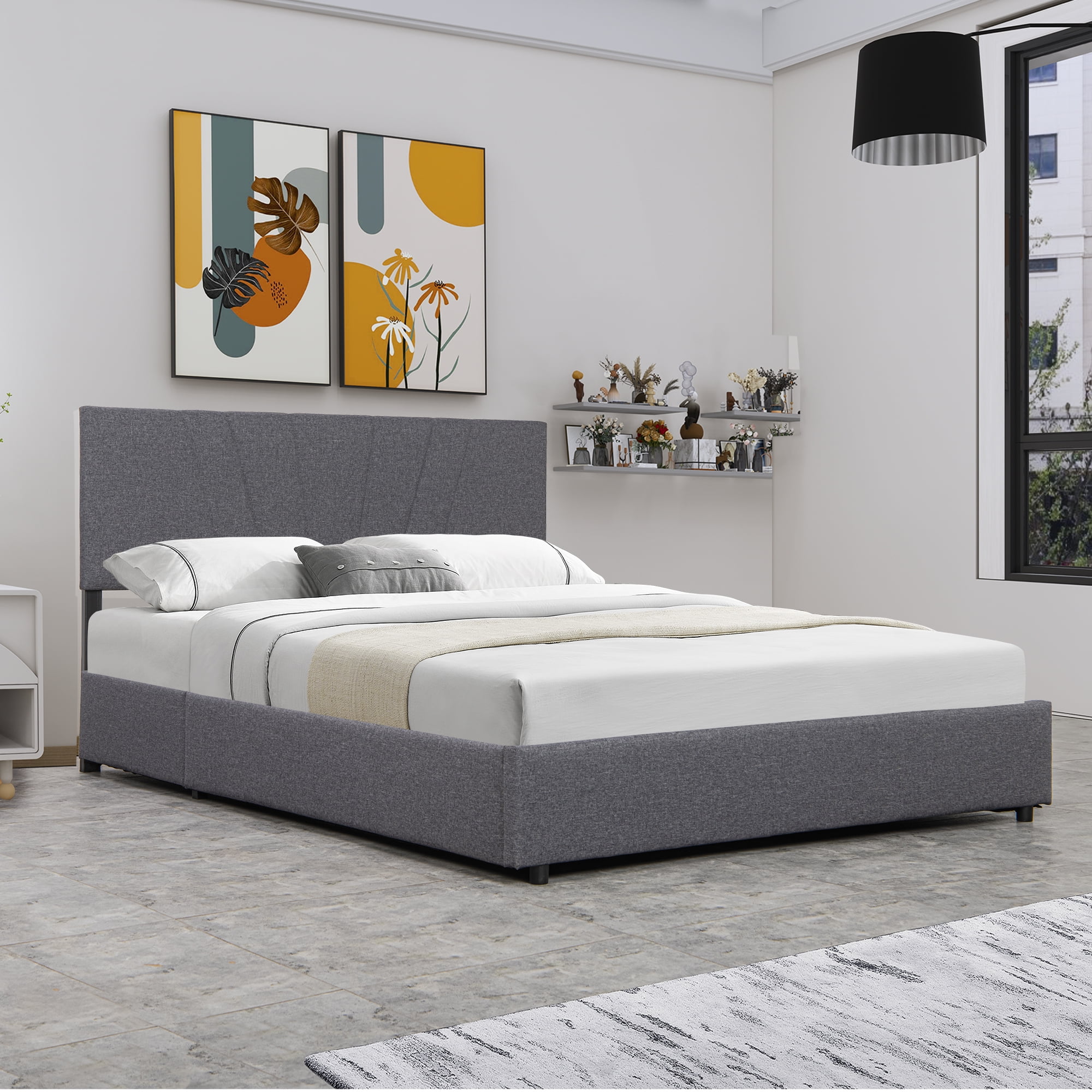 Pouseayar Full Size Upholstered Bed Frame with Lifting Storage & Tufted ...