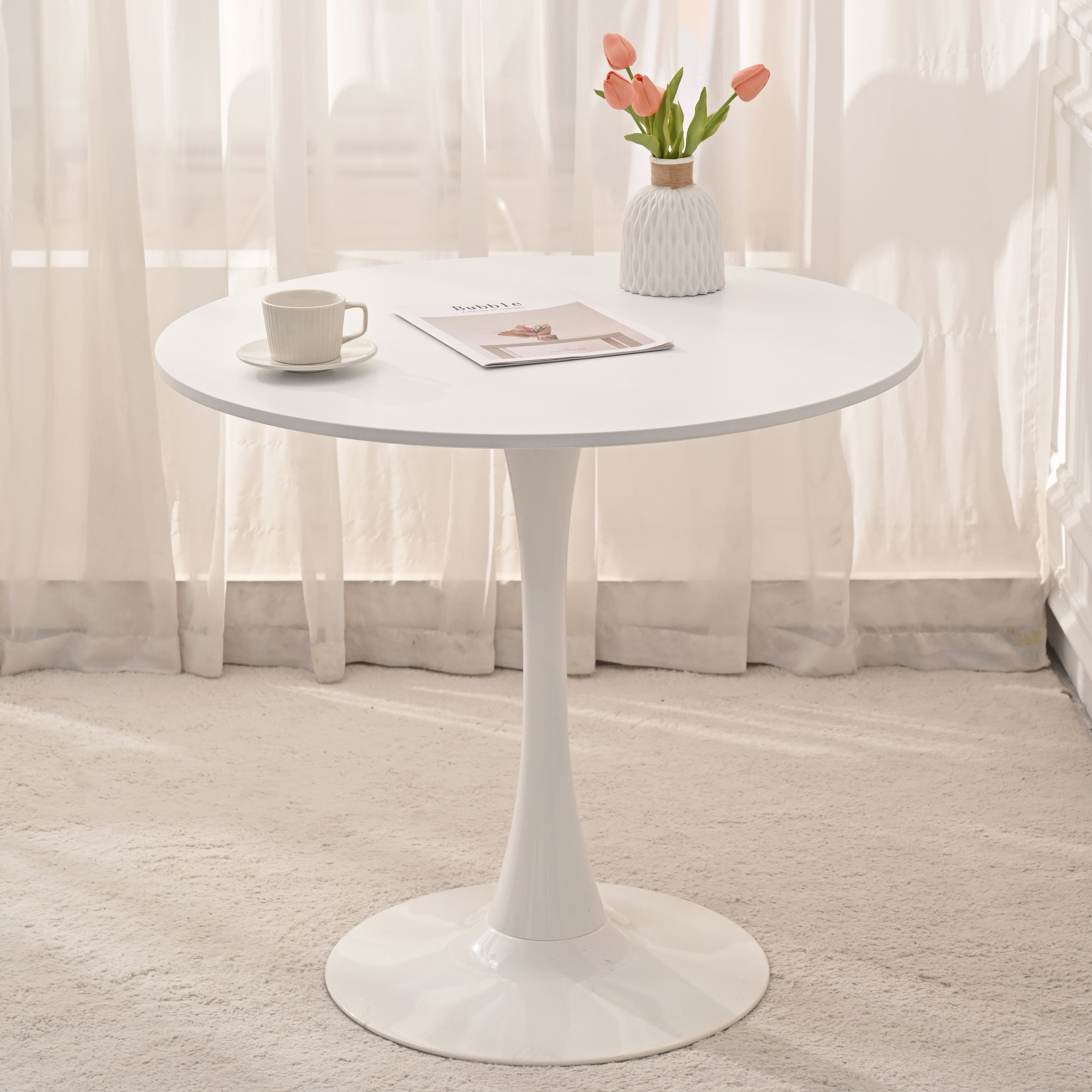 Pouseayar Round Dining Table, 31.5" Tulip Kitchen Table Thickened ...