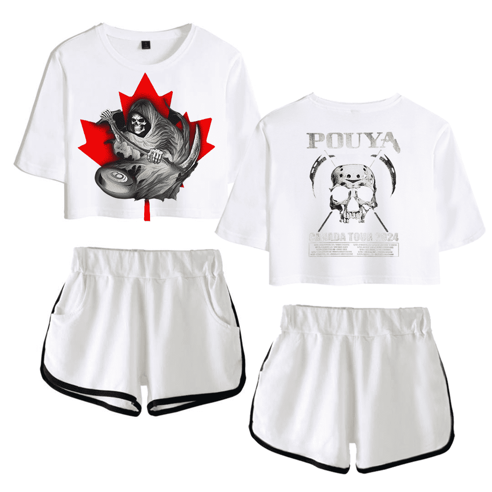 Pouya Merch Grim Reaper Tour Crop Top T-shirt Women Girls Fashion Short Sleeve Graphic Suits ...