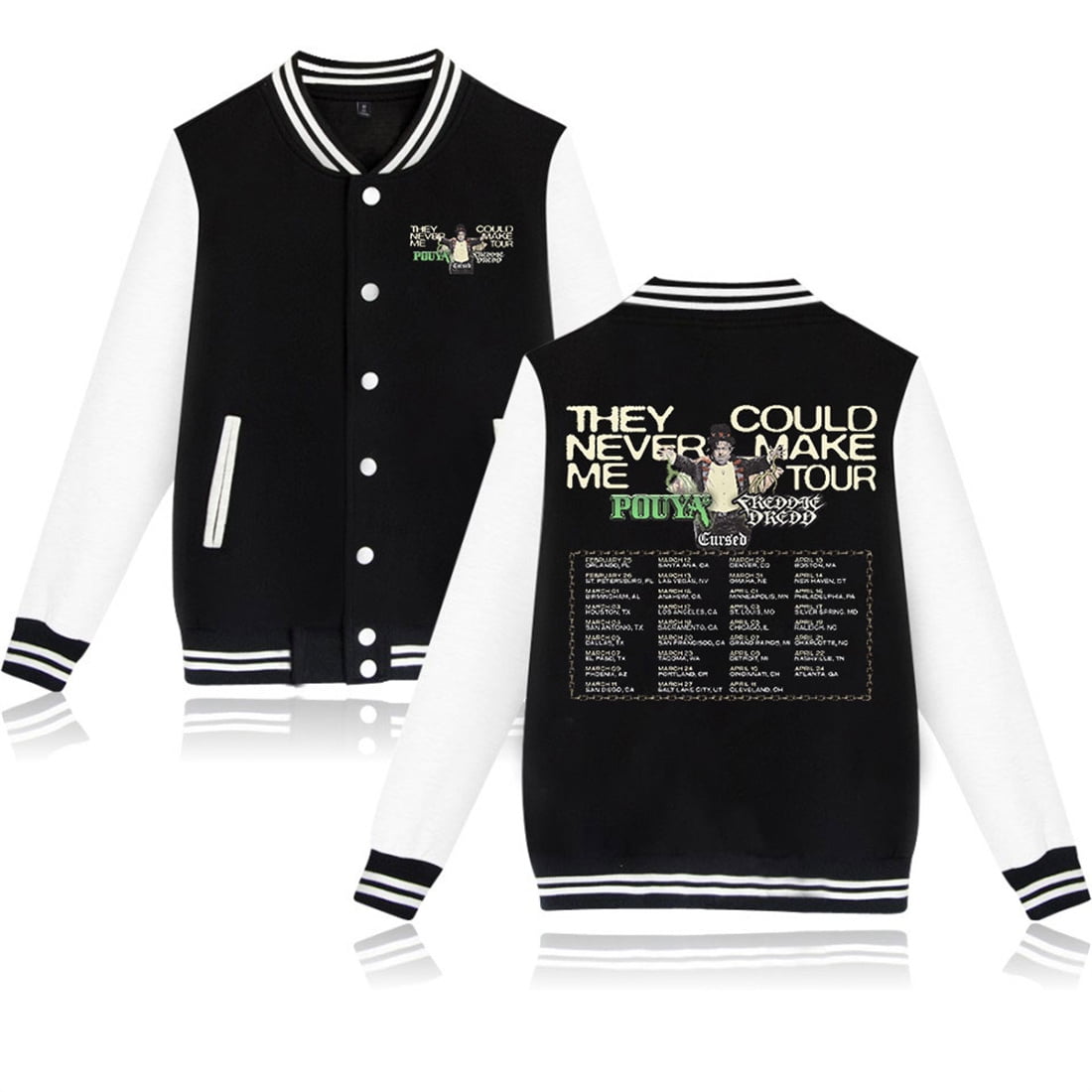 Pouya Tour 2025 Jackets Streetwear Baseball Uniform Harajuku Coat ...