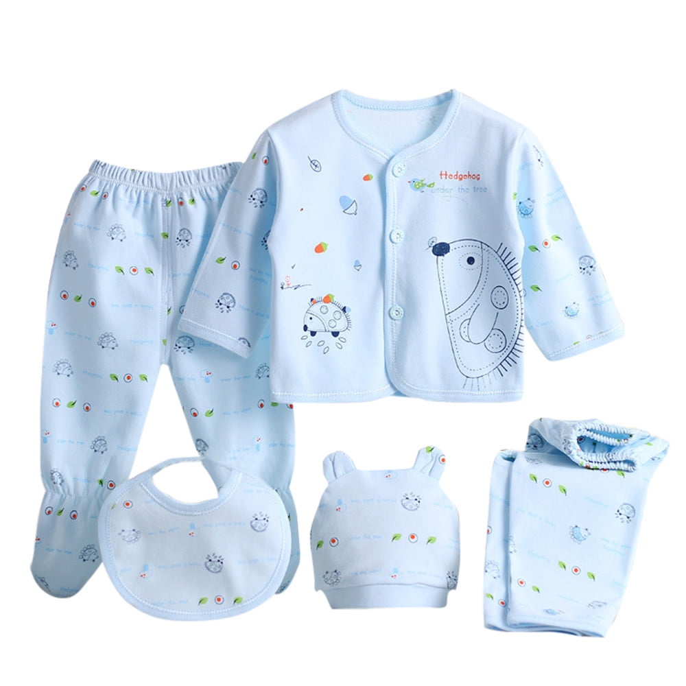 Povozer 5PCS Girl Boy Clothes Baby Outfits Pants Gifts Layette Set(Blue ...