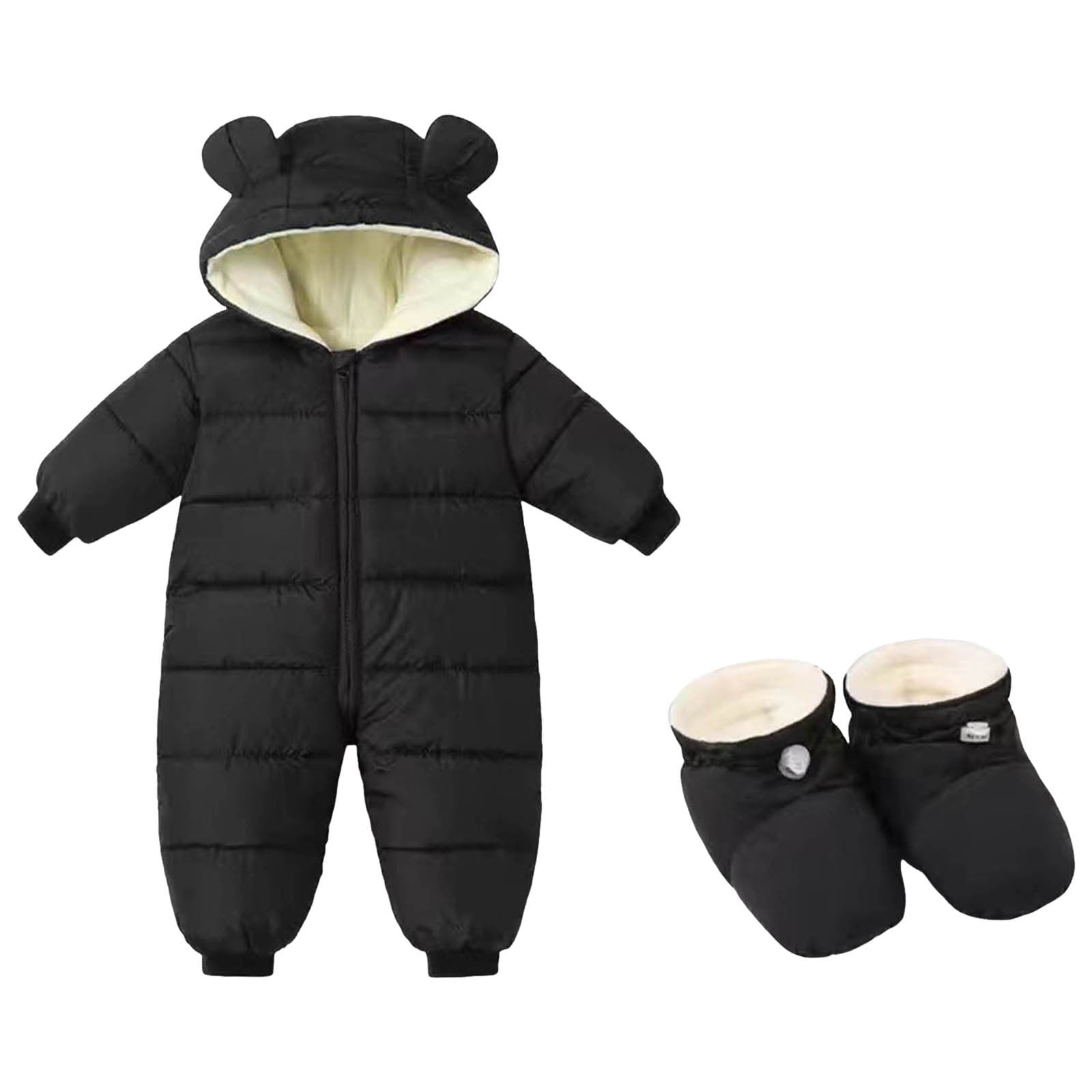 Povozer Baby Boy Girl Winter Hooded Puffer Jacket Snowsuit with Shoes ...