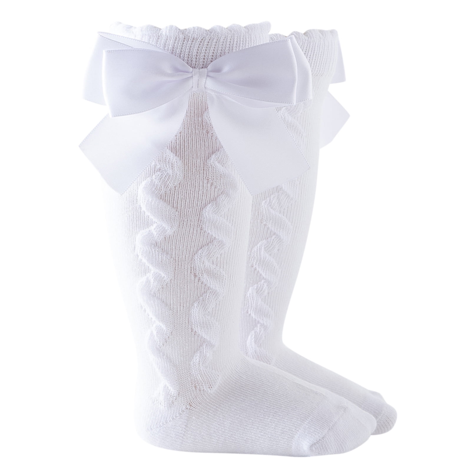 Povozer Baby Knee High Socks Toddlers Bow Ruffled Cotton School Uniform ...