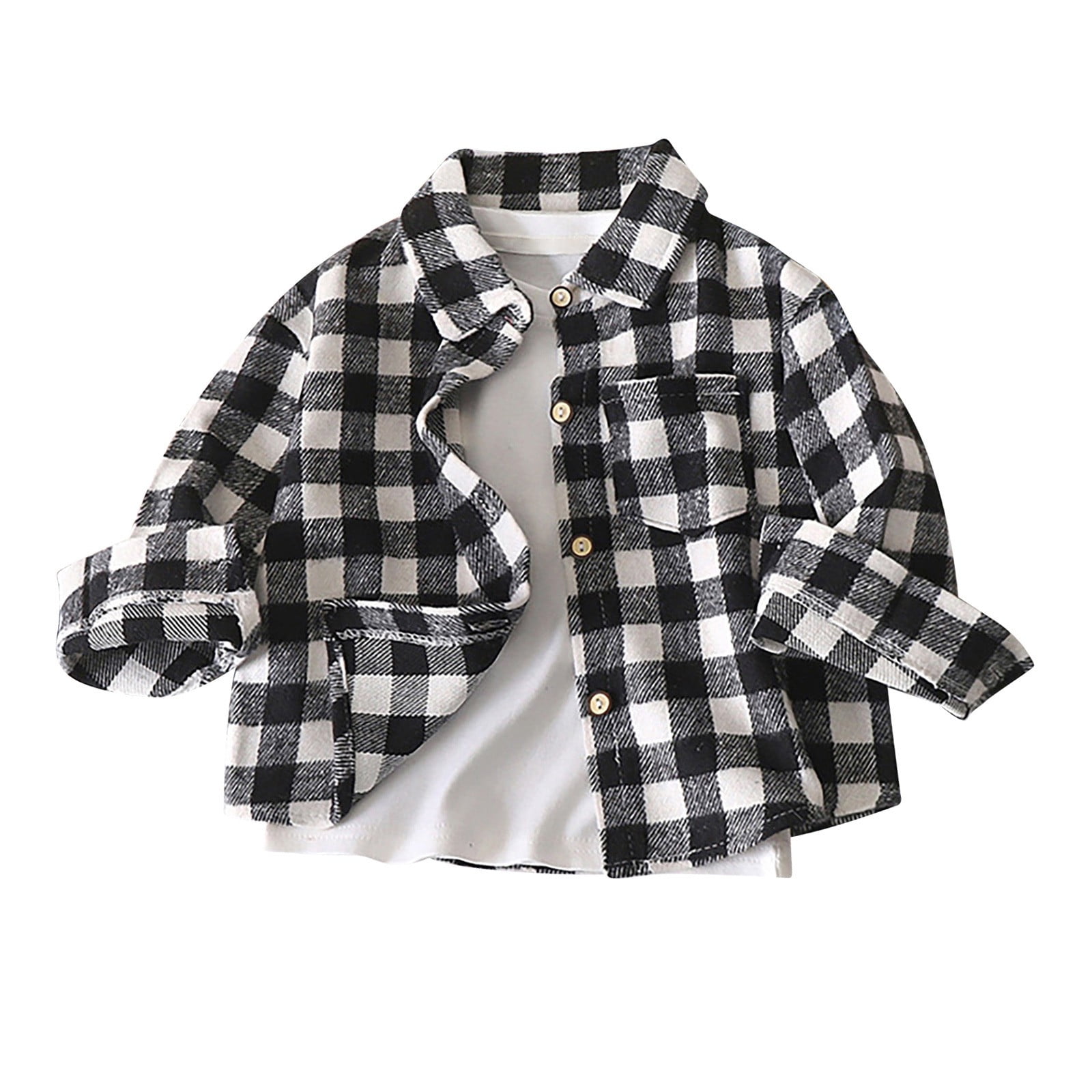 Povozer Boy Button Down Shirt Kid Shirt Toddler Plaid Shirt Boys ...
