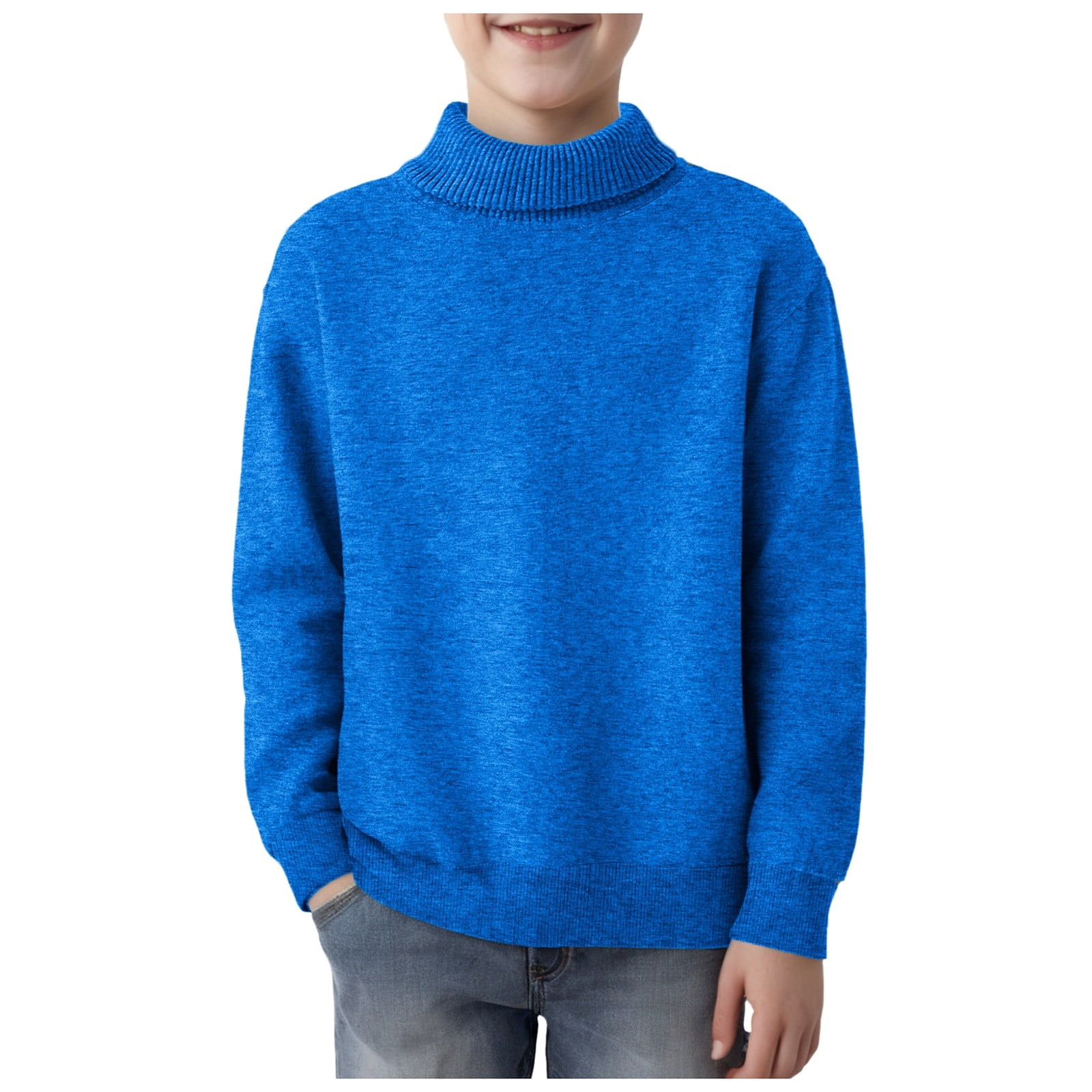 Povozer Boy's Ribbed Turtleneck Cable Knitted Sweater Slim Fit Pullover ...