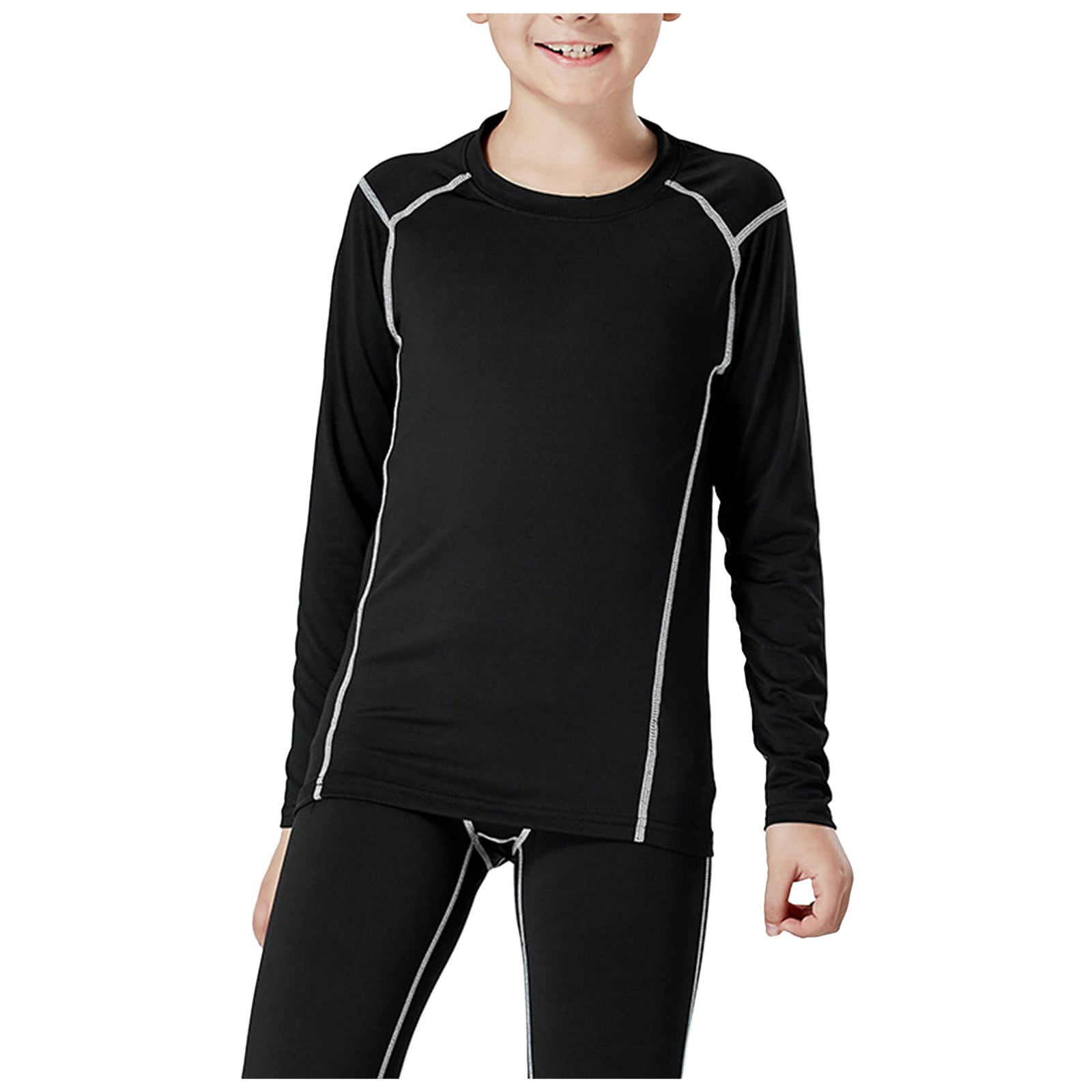 Povozer Boys Compression Thermal Shirt Long Sleeve Fleece Baseball ...