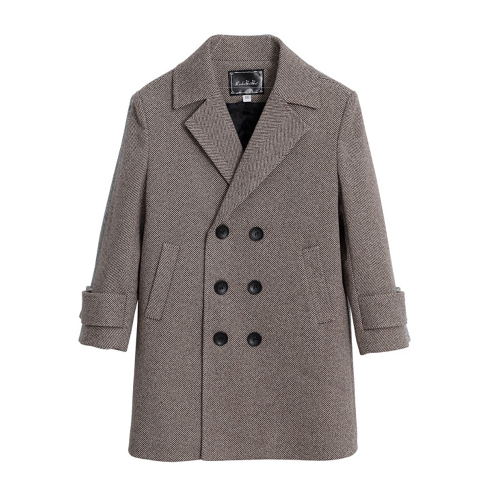 Povozer Boys Double Breasted Peacoat Notched Lapel Collar Wool Blend ...