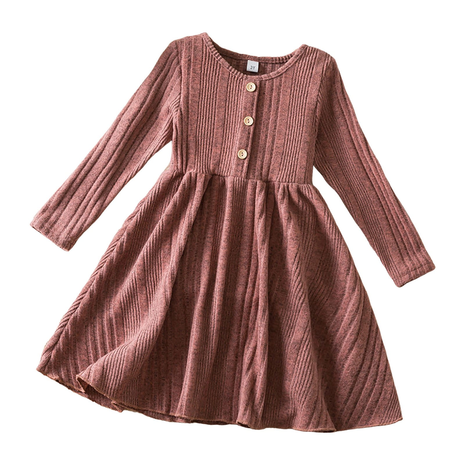 Povozer Girl Dress Long Sleeve Sweater Button Front Knit Casual Dresses ...