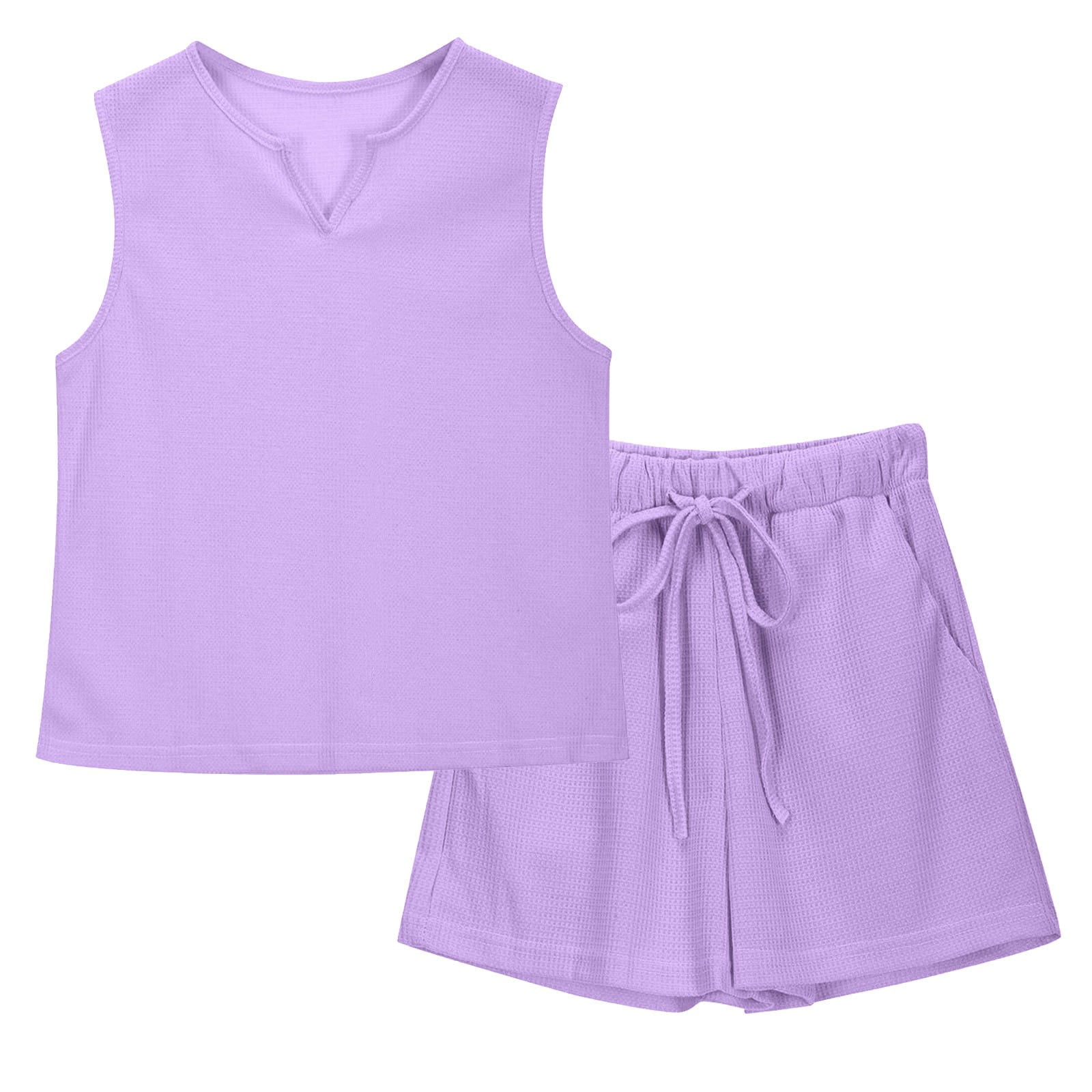 Povozer Girl's 2 Piece Outfits Girls Summer Outfits Tie Knot Tops Waist ...