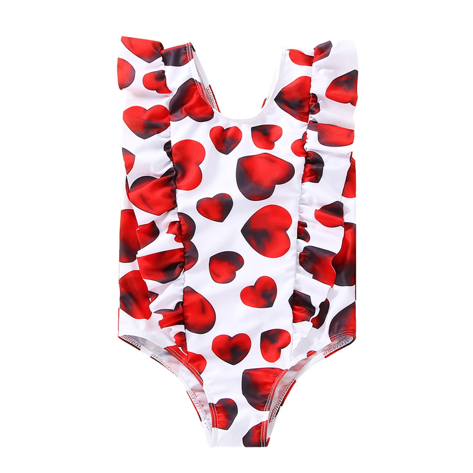 Povozer Girl's One Piece Ribbed Knit Swimsuit Ruched Knot Scoop Neck ...