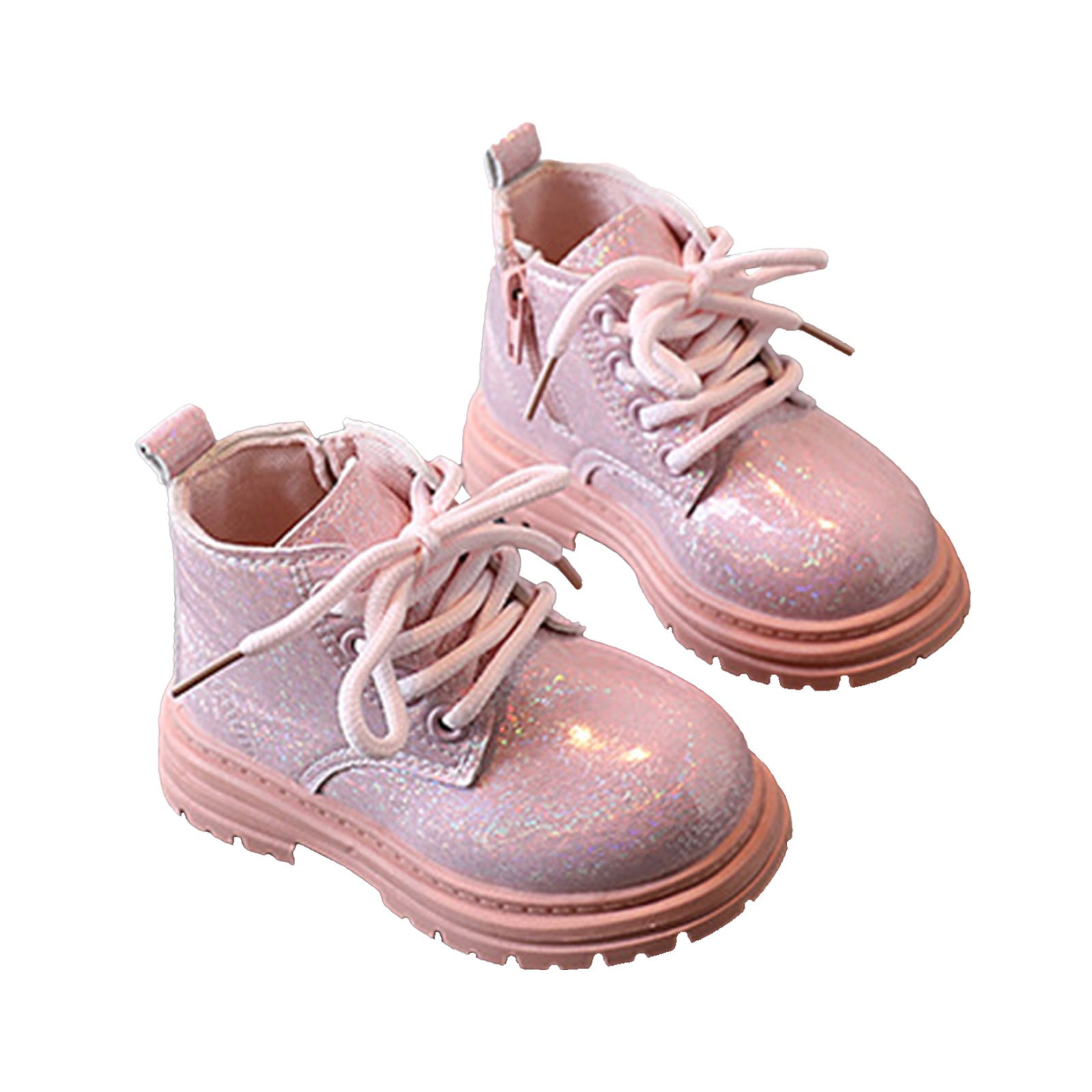 Povozer Girls Boots Kids Lace up Hiking Work Boots Girl Ankle Boot(Pink ...