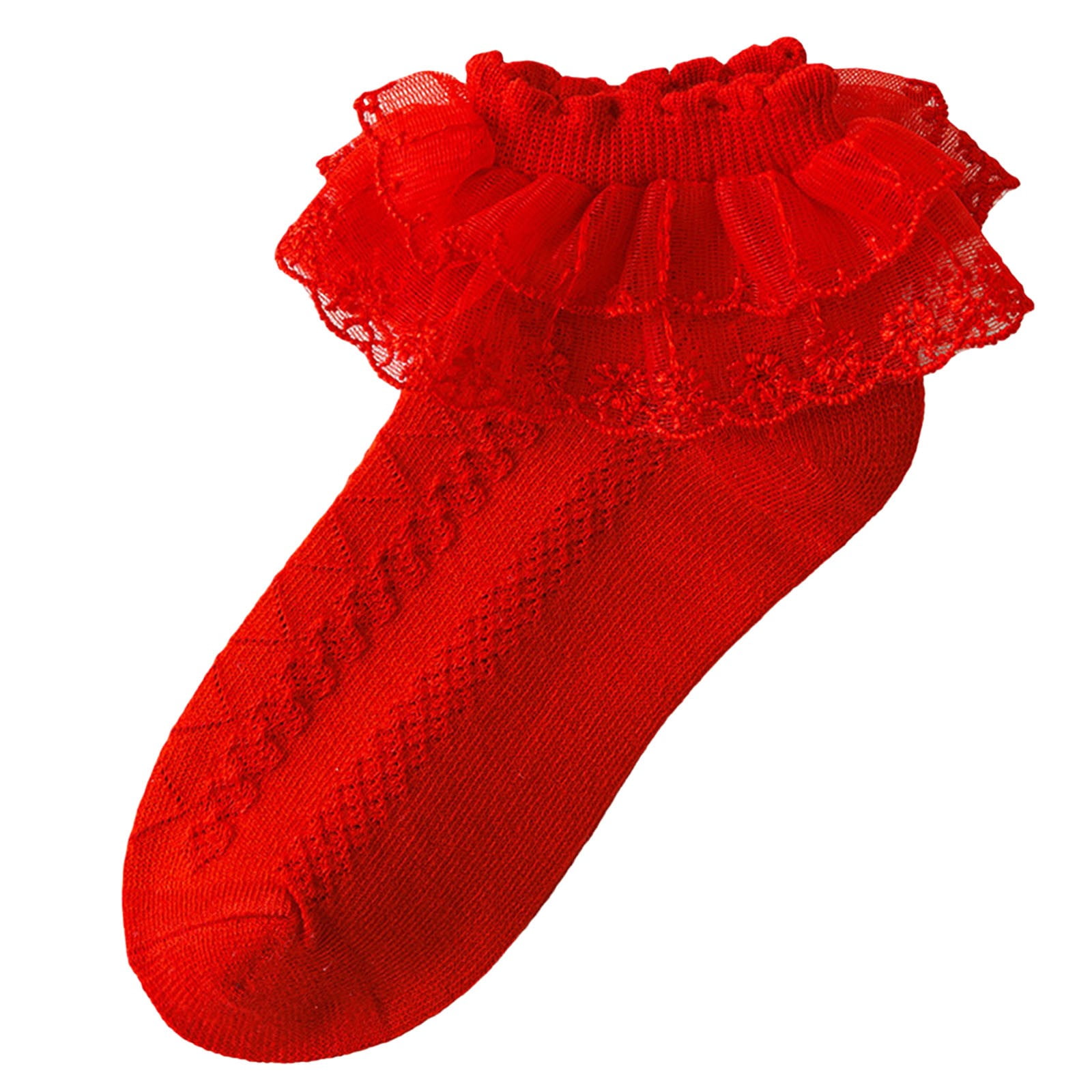 Povozer Girls Double Lace Turn Cuff Socks with Big Ruffle for Toddlers ...
