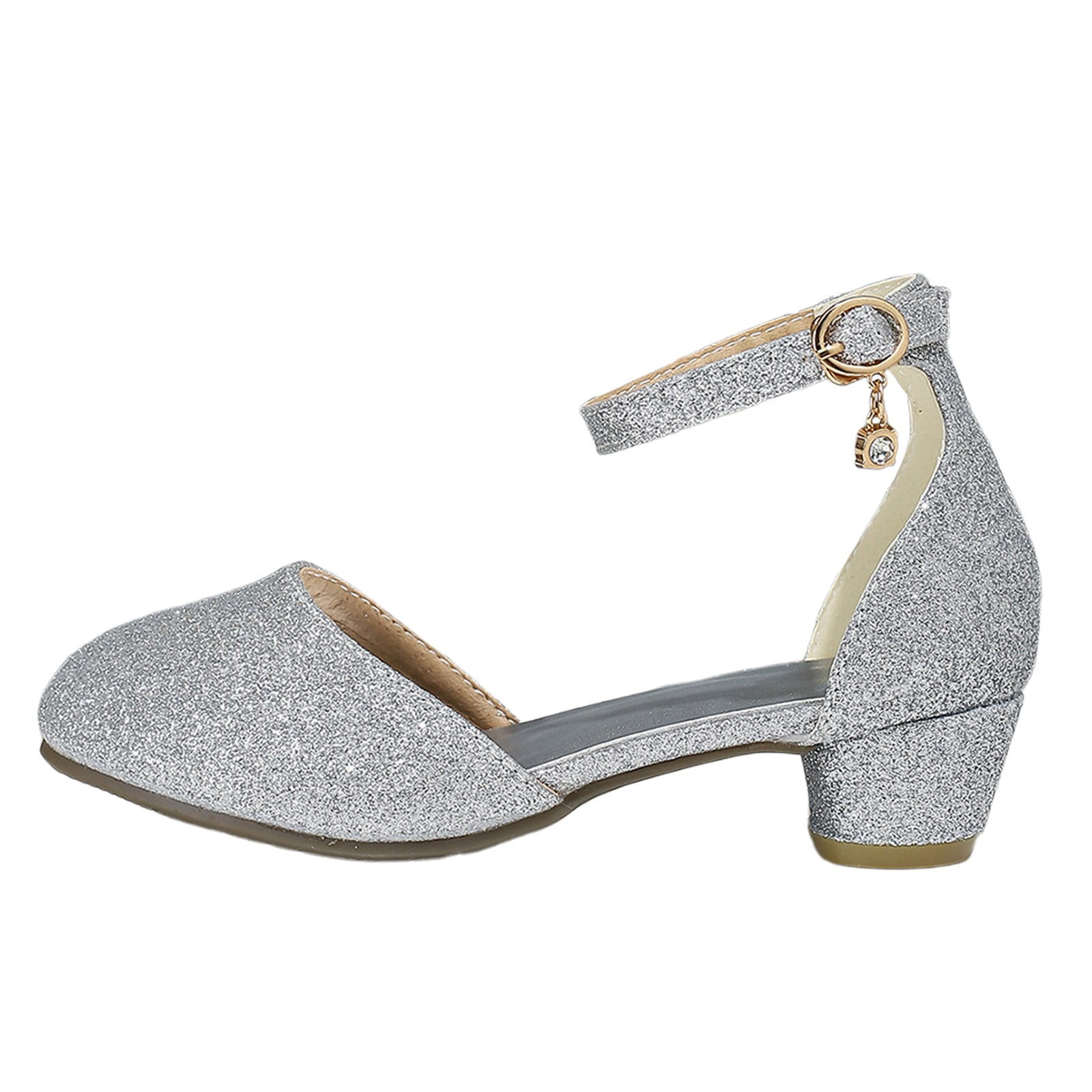 Povozer Girls Dress Shoes Closed Toe Ankle Strap Wedding Party Pump ...