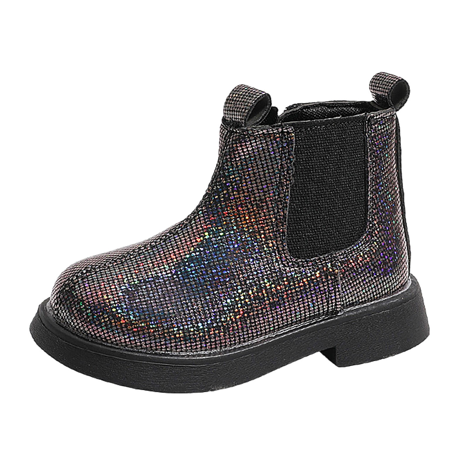 Povozer Girls Kids Lug Sole Ankle Boots Side Zip Low Heel Slip On ...