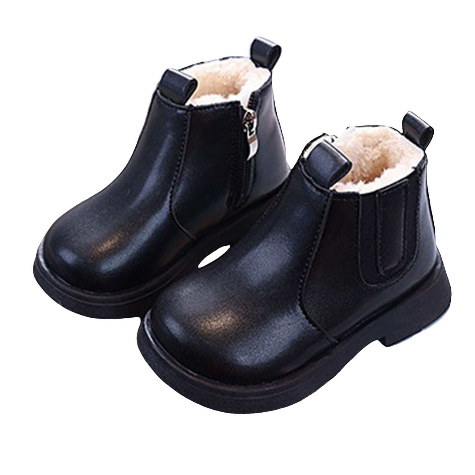 Povozer Girls Kids Lug Sole Ankle Boots Side Zip Low Heel Slip on ...