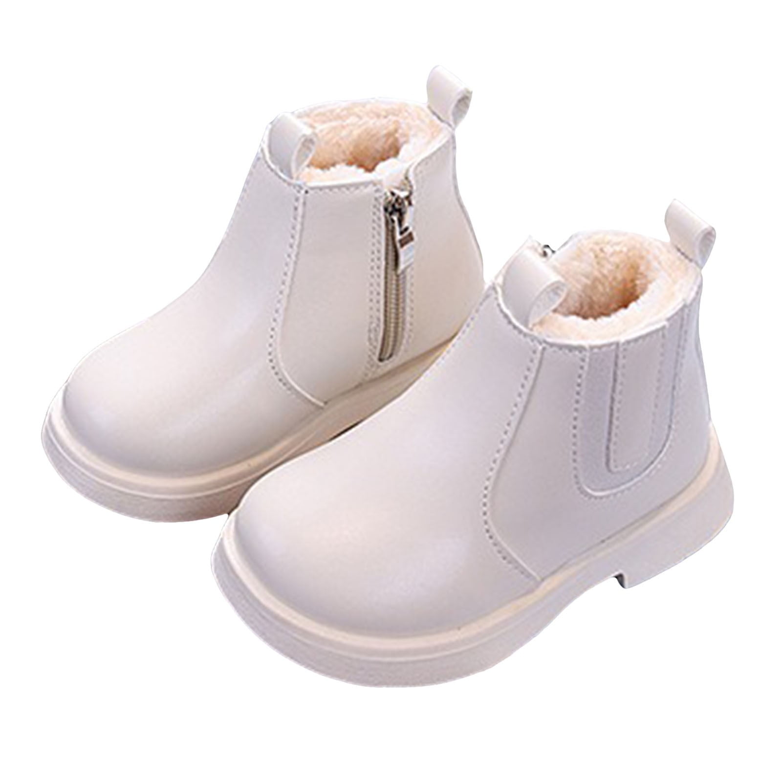 Povozer Girls Kids Lug Sole Ankle Boots Side Zip Low Heel Slip on ...