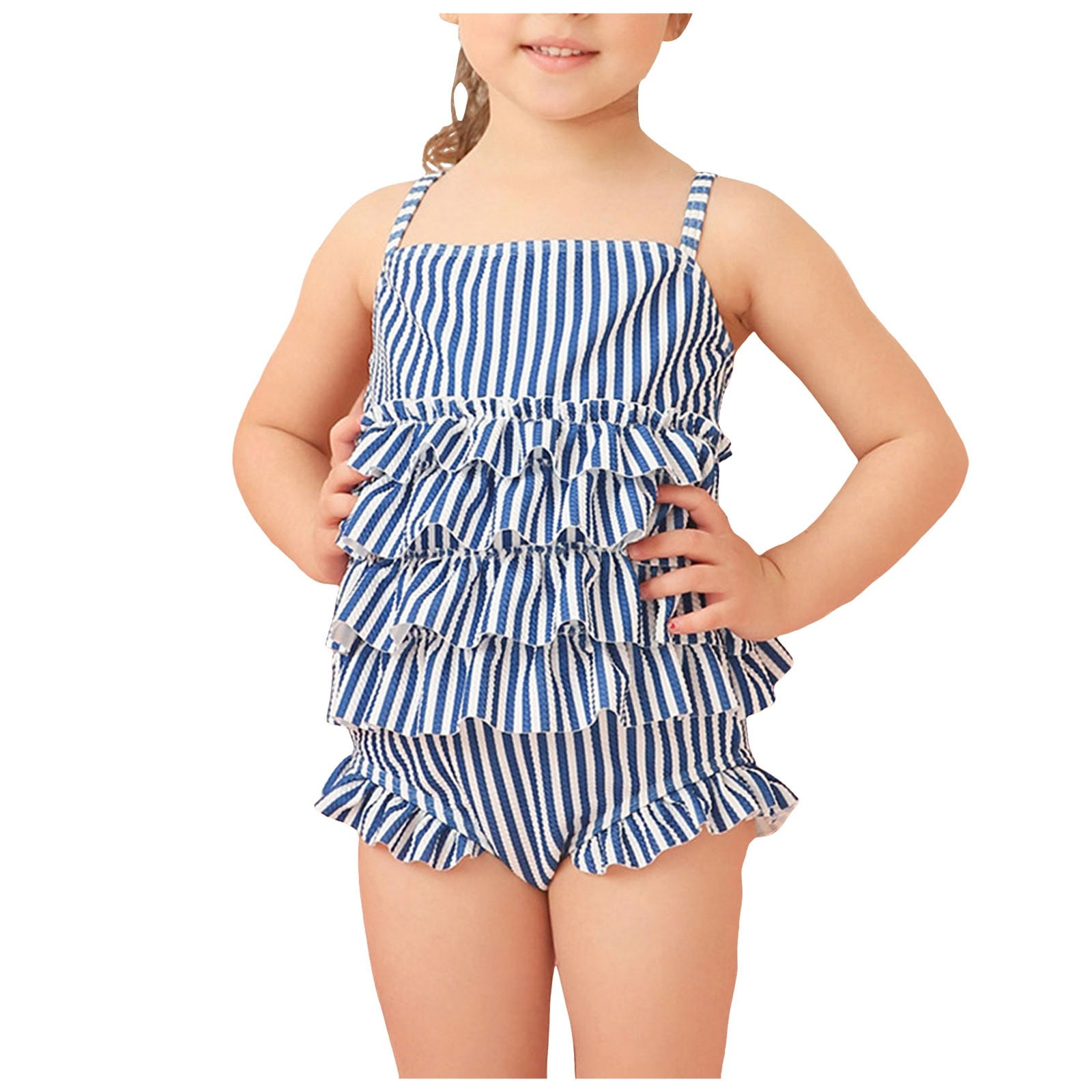 Povozer Girls One Piece Swimsuit Sleeveless Ruffle Bathing Suit Cute ...