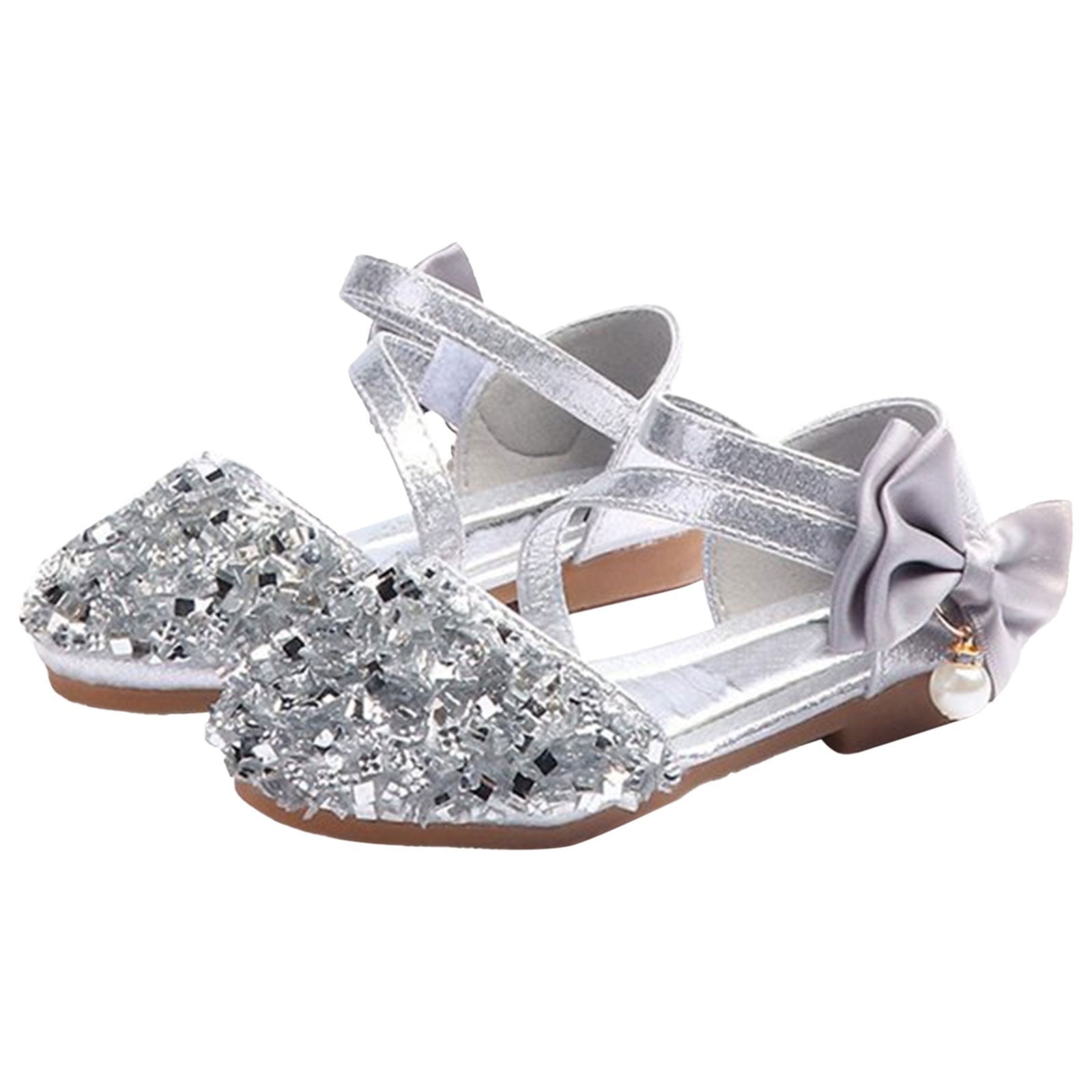 Povozer Girls Sandals Glittler Bow Dress Shoes Princess High Heels ...