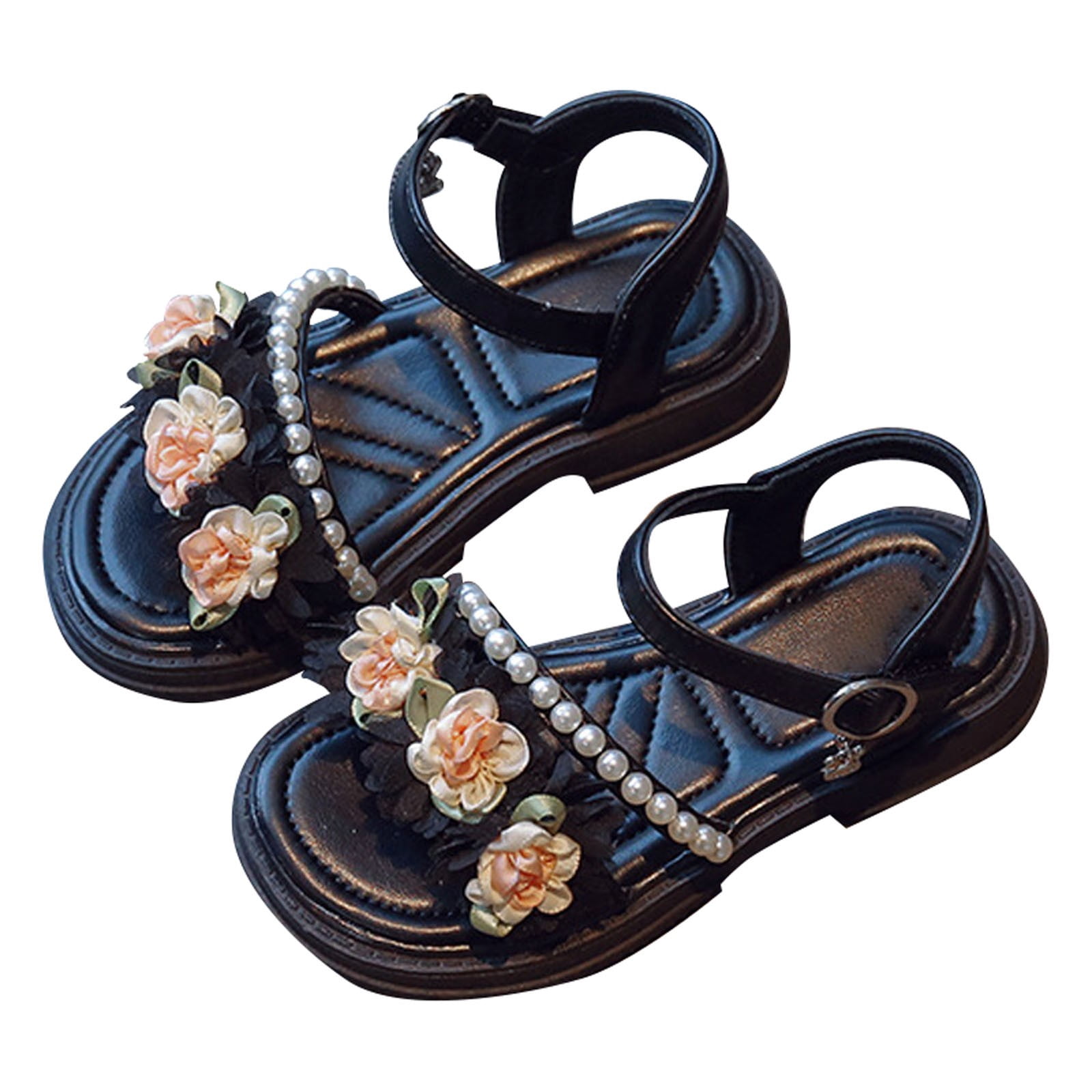 Povozer Girls Sandals and Lightweight Rubber Bottom Beaded Flower ...