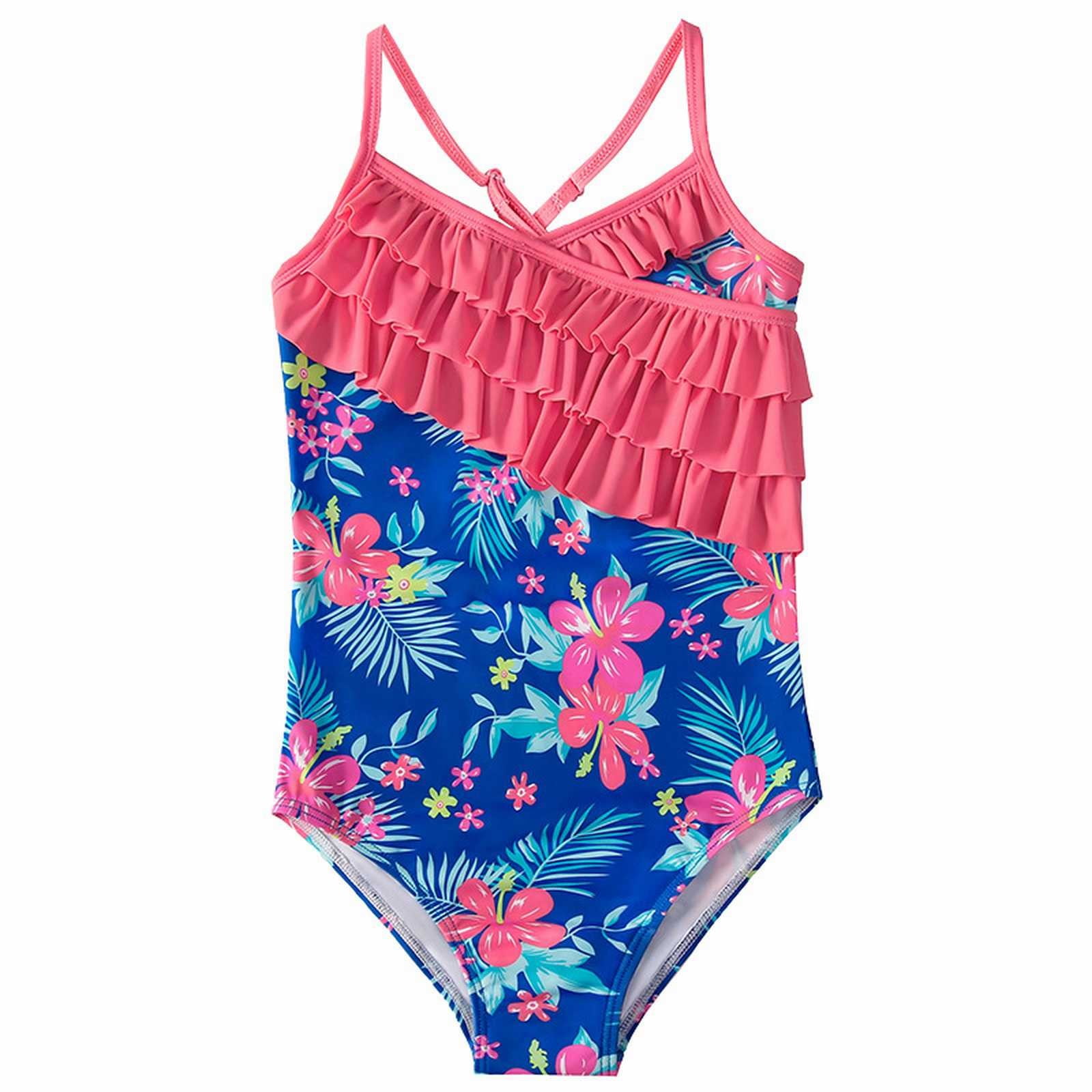 Povozer Girls Swimsuit Cuhk Kids Girls Ruffled Swimsuit Children's ...