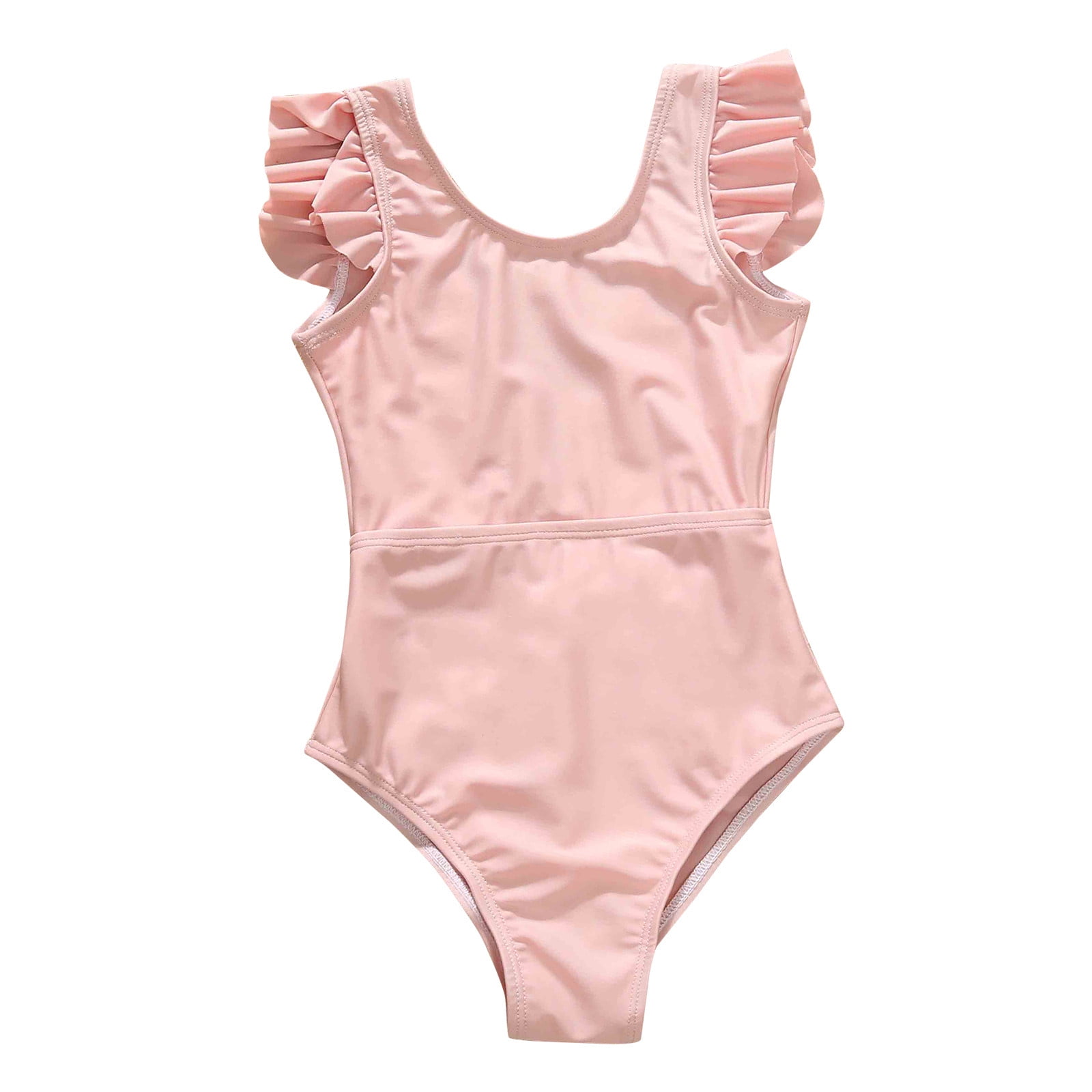 Povozer Girls UPF 50+ One-Piece Ruffle Front Swimsuit(Pink,12-18M ...