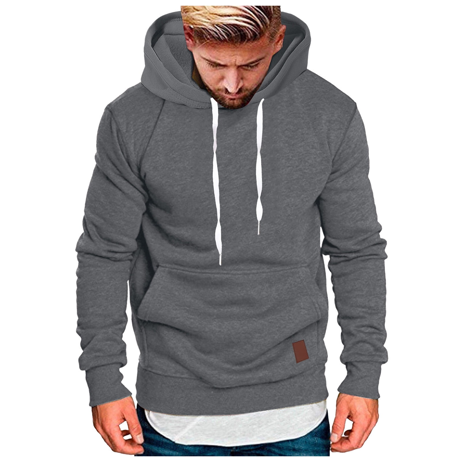 Povozer Men Men's Fall Sweatshirts Hooded Soild Color Geometric Texture ...
