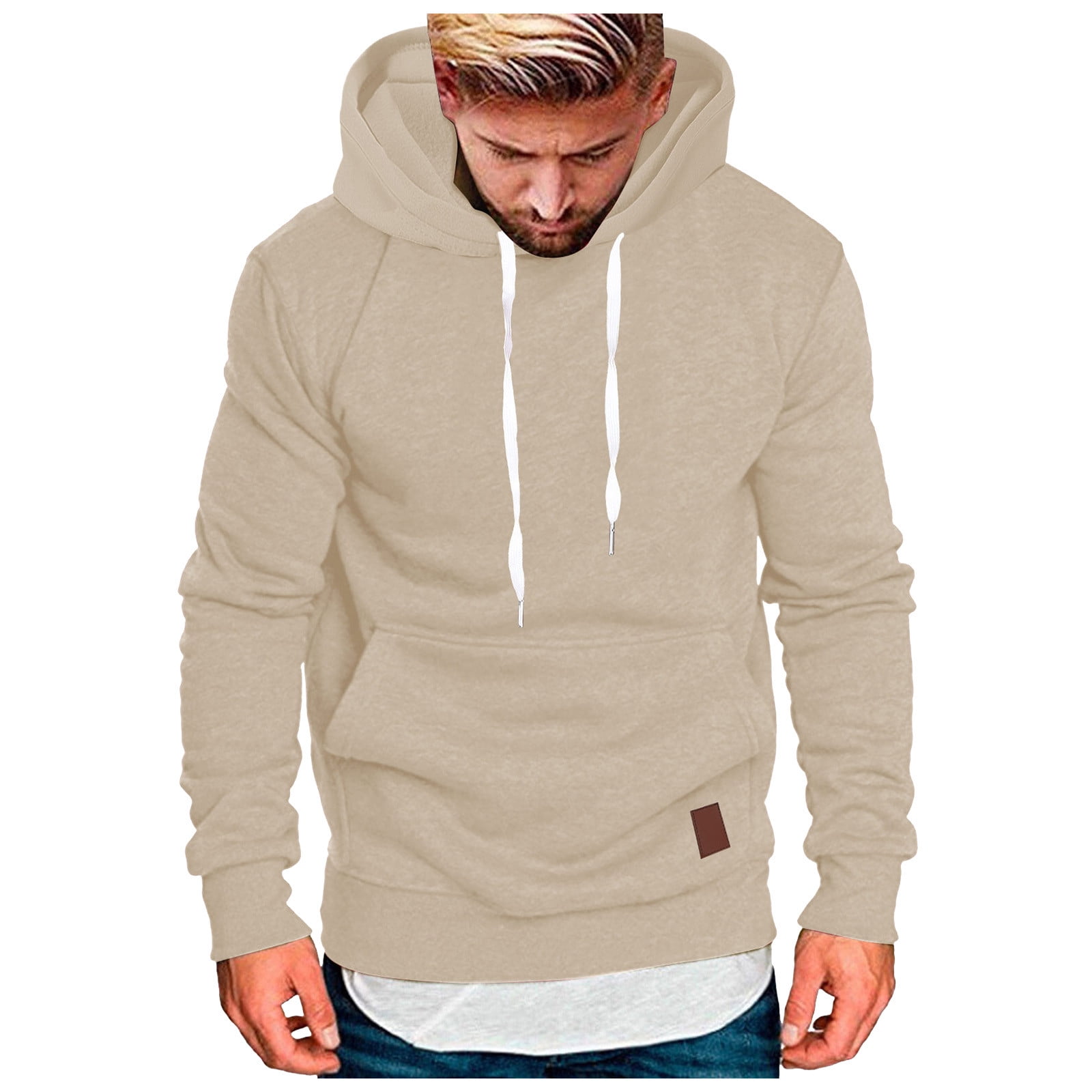 Povozer Men Men's Fall Sweatshirts Hooded Soild Color Geometric Texture ...