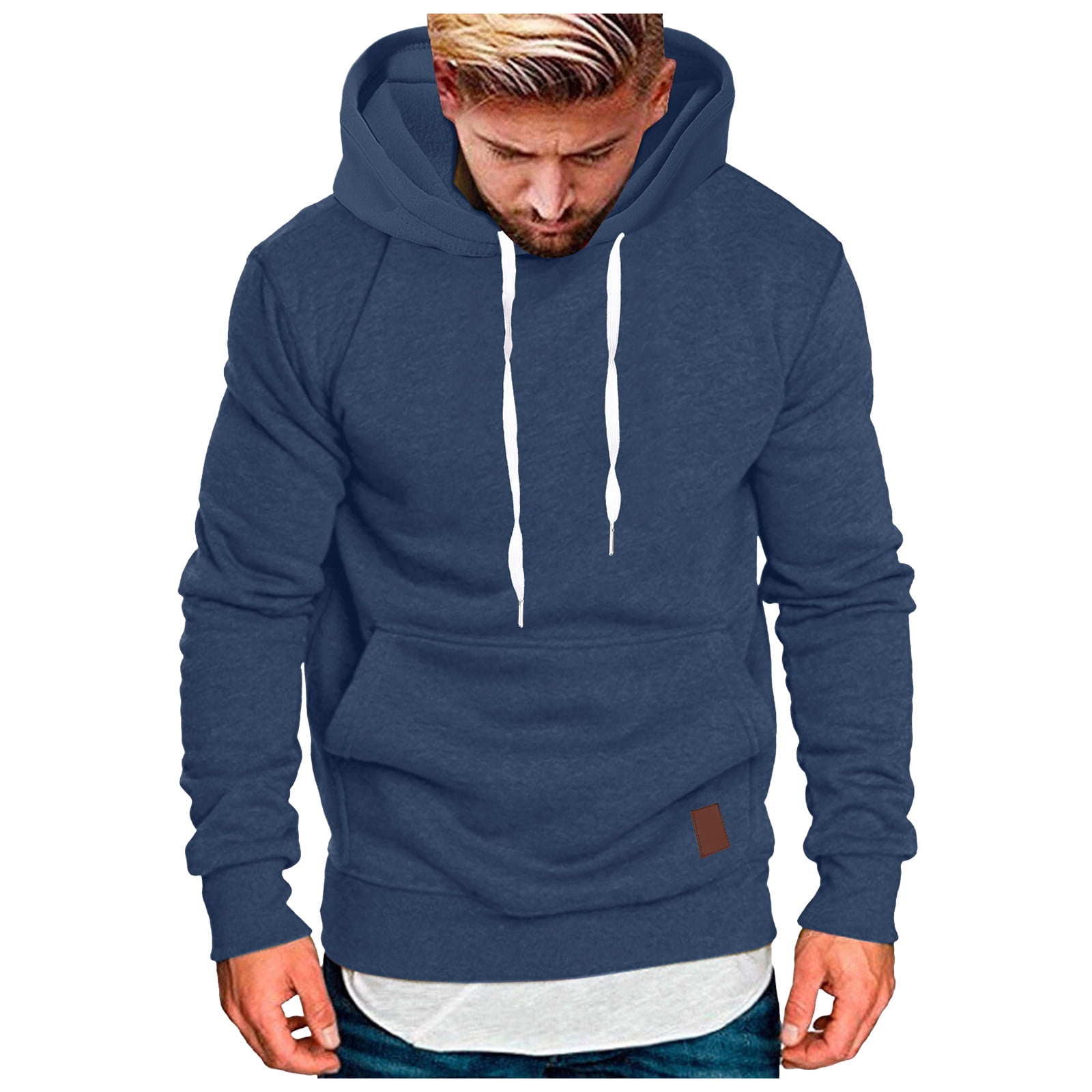 Povozer Men Men's Fall Sweatshirts Hooded Soild Color Geometric Texture ...