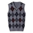 Povozer Mens Argyle Sweater Vests Rhombus Sleeveless V-Neck Knit Pullover Vest(Gray,L) - Walmart.com