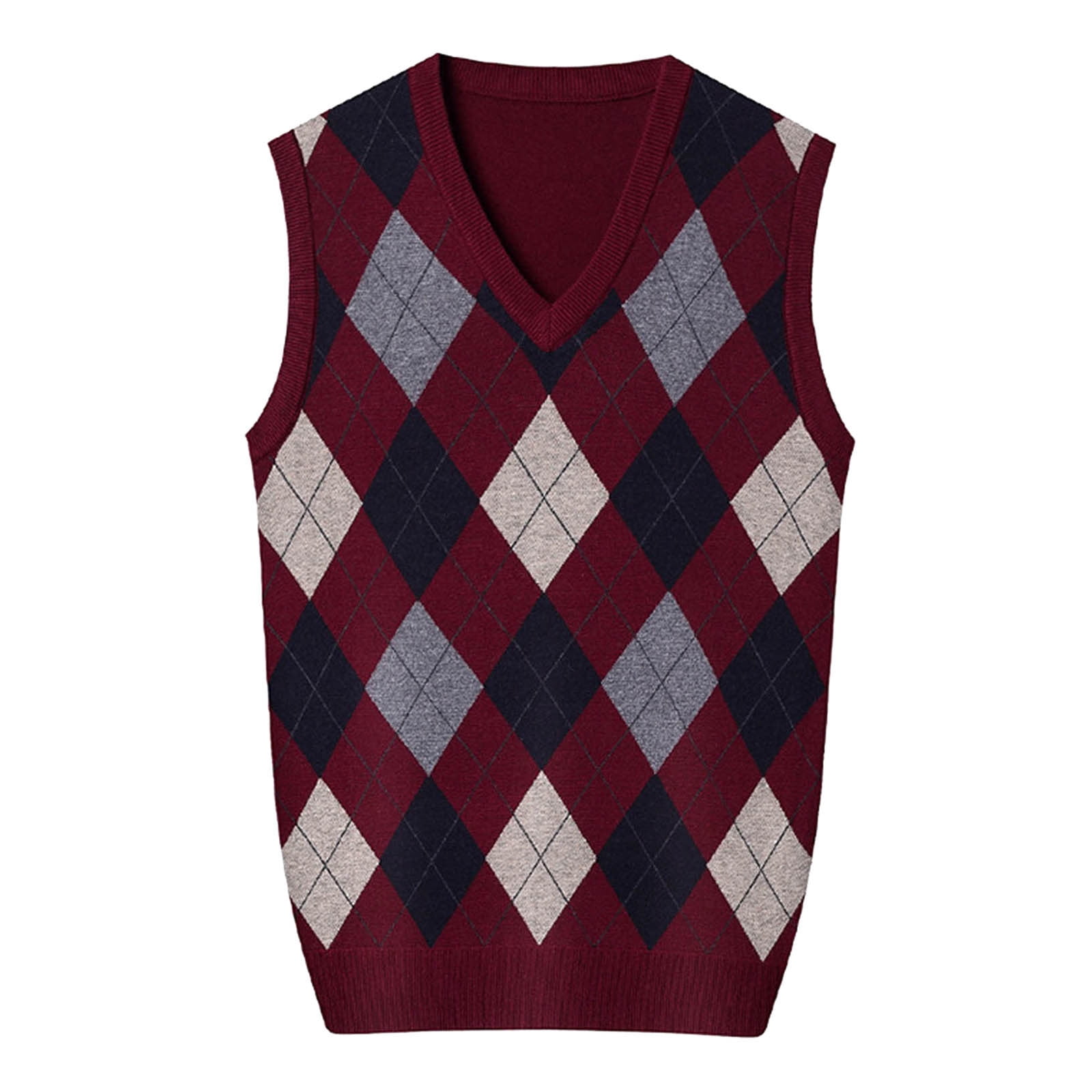 Povozer Mens Argyle Sweater Vests Rhombus Sleeveless V-Neck Knit ...
