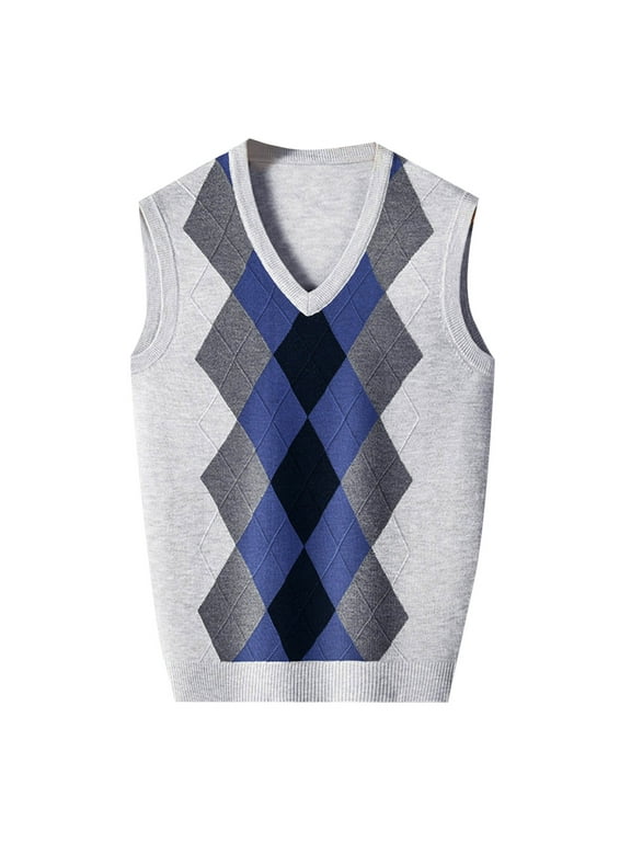 Kallspin Men's Wool Blend Sweater Vest Cable Knit V Neck Knitted ...
