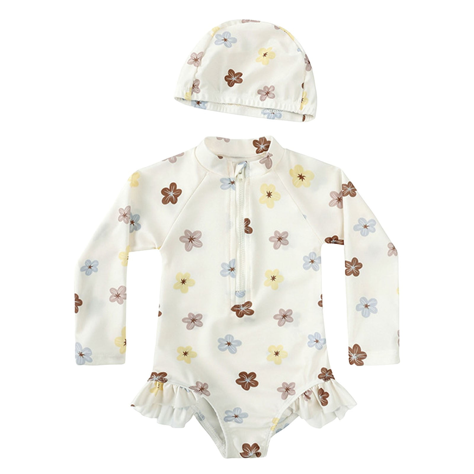 Povozer Toddler Baby Girl Swimsuit 2025 Baby Girl Fruit Swimsuit Ruffle ...