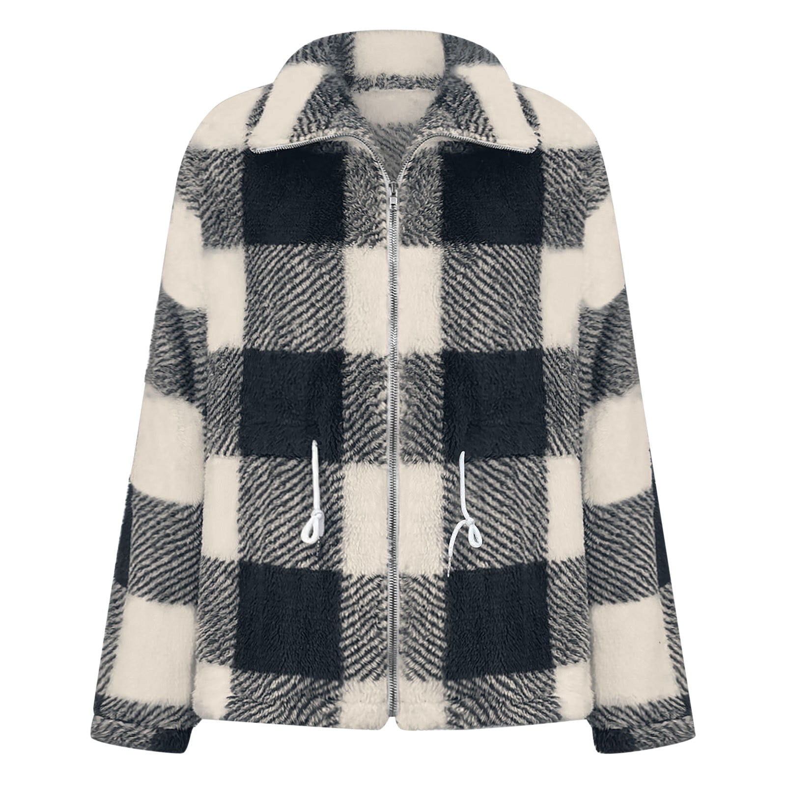 Povozer Women's Full Zip Fleece Flannel Jacket Plaid Sherpa Lined ...