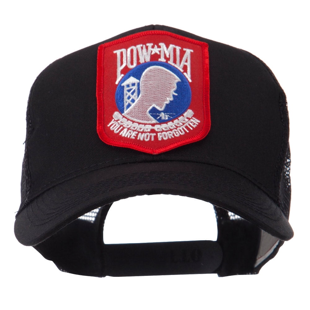 Pow Mia Embroidered Military Patched Mesh Cap - Pow Red OSFM - Walmart.com