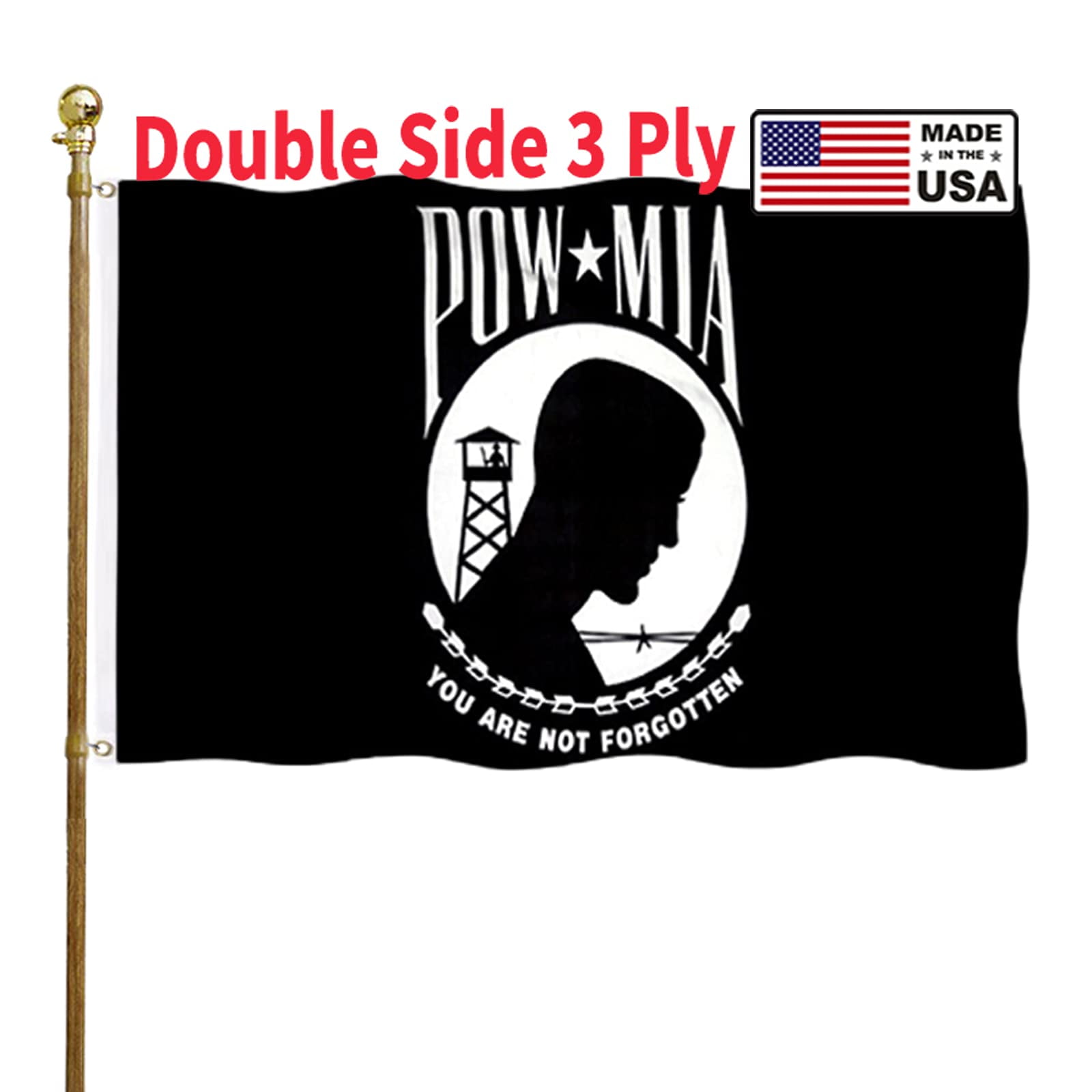 Pow Mia Flag 3x5 Ft Outdoor Heavy Duty Polyester Military Pow ...