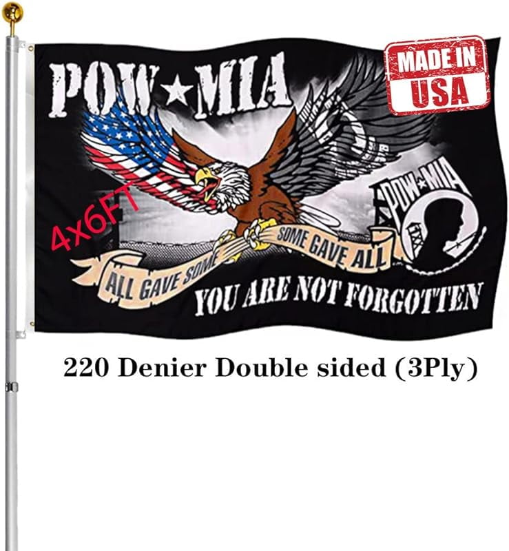 Pow Mia Flag 4x6 Outdoor Double Sided- Heavy Duty 3ply Mia Pow Flags 2 ...