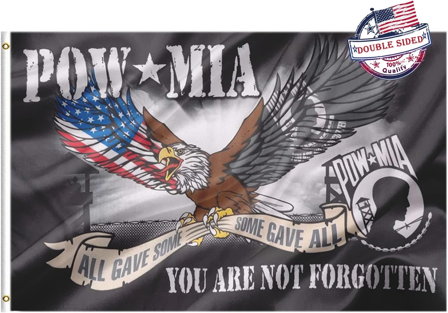 Pow Mia Flag 5x8 Outdoor Double Sided- Heavy Duty 3ply Mia Pow Flags 2 ...
