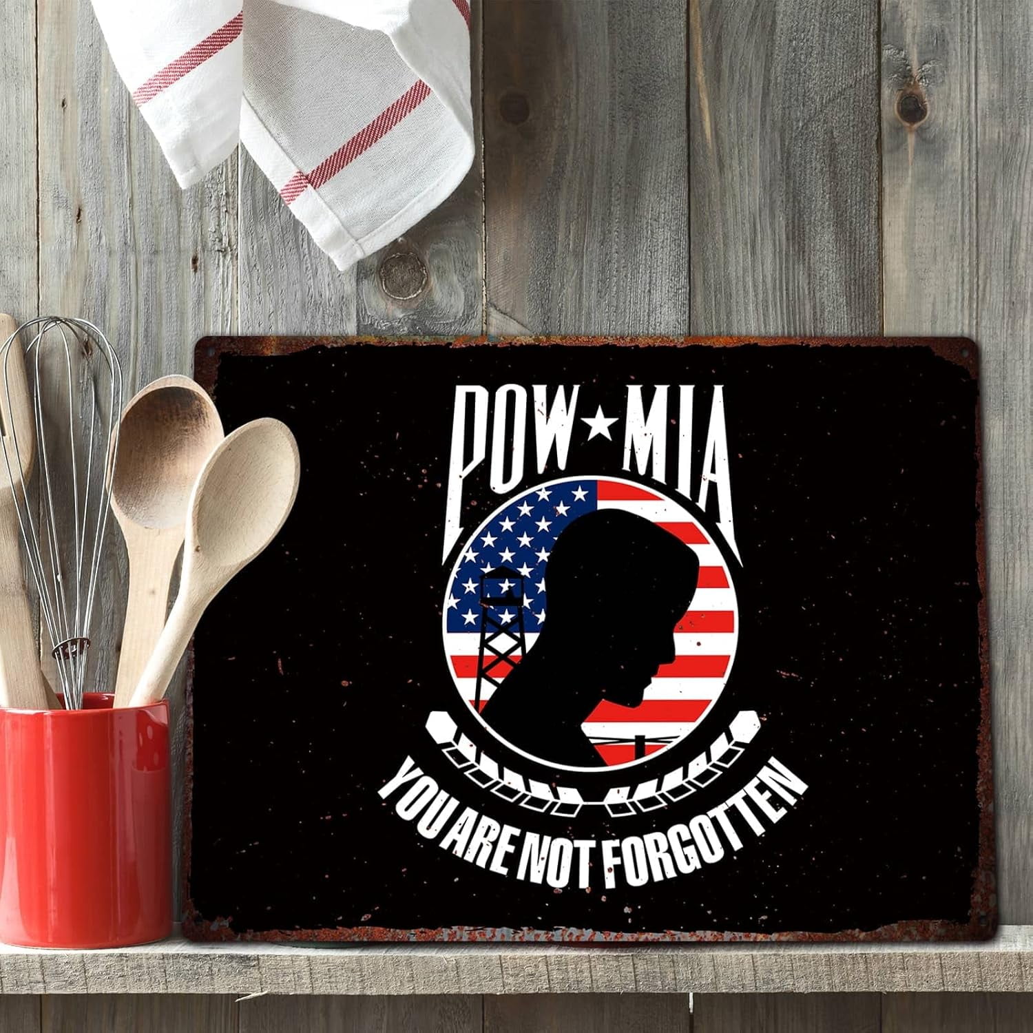 Pow Mia Flags Metal Tin Sign, Pow Mia Art Wall Decor Signs Retro ...