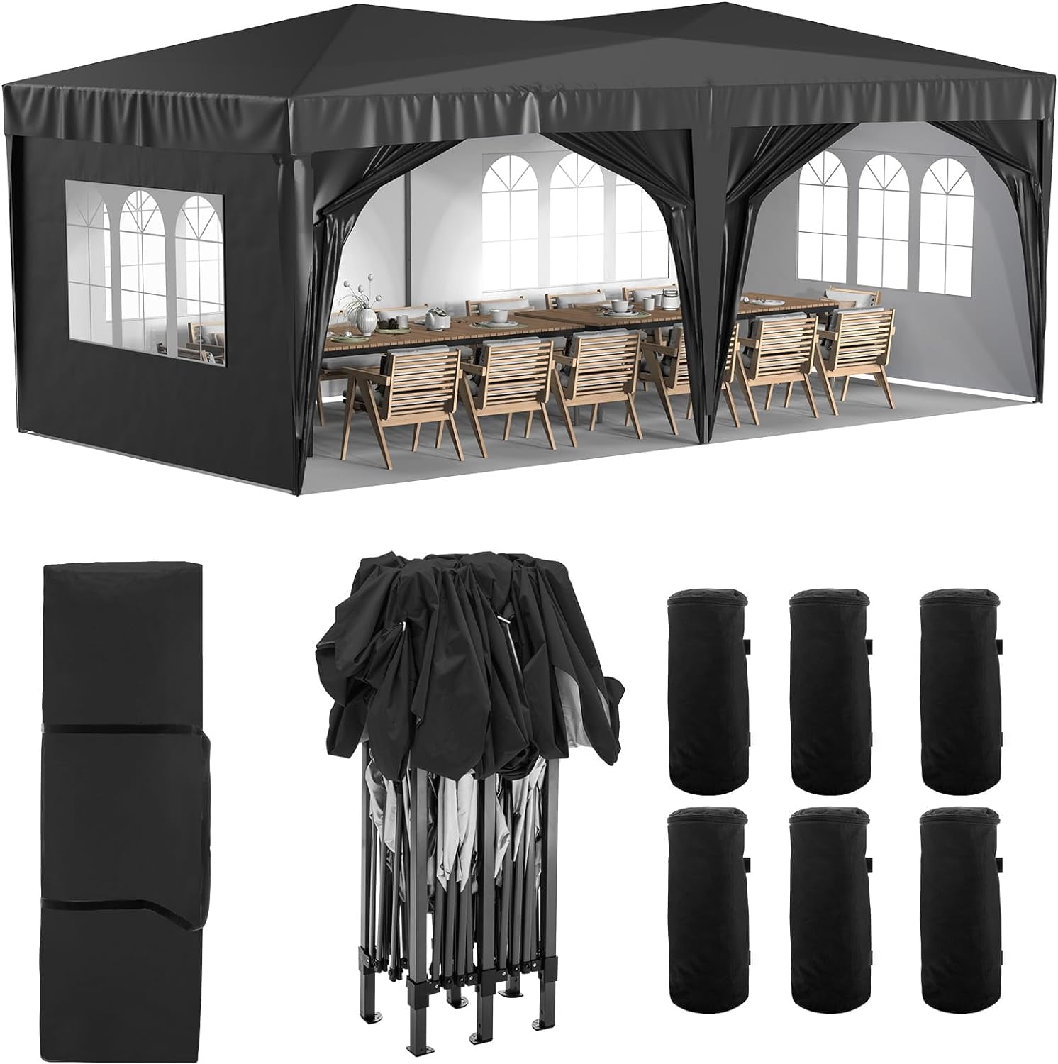 Powanli 10'x20' EZ Pop Up Canopy Outdoor Portable Party Folding Tent ...