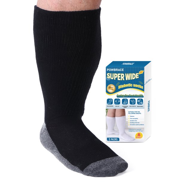 Powbrace 2 Pairs Super wide Diabetic socks for Men,Non Slip Socks ...