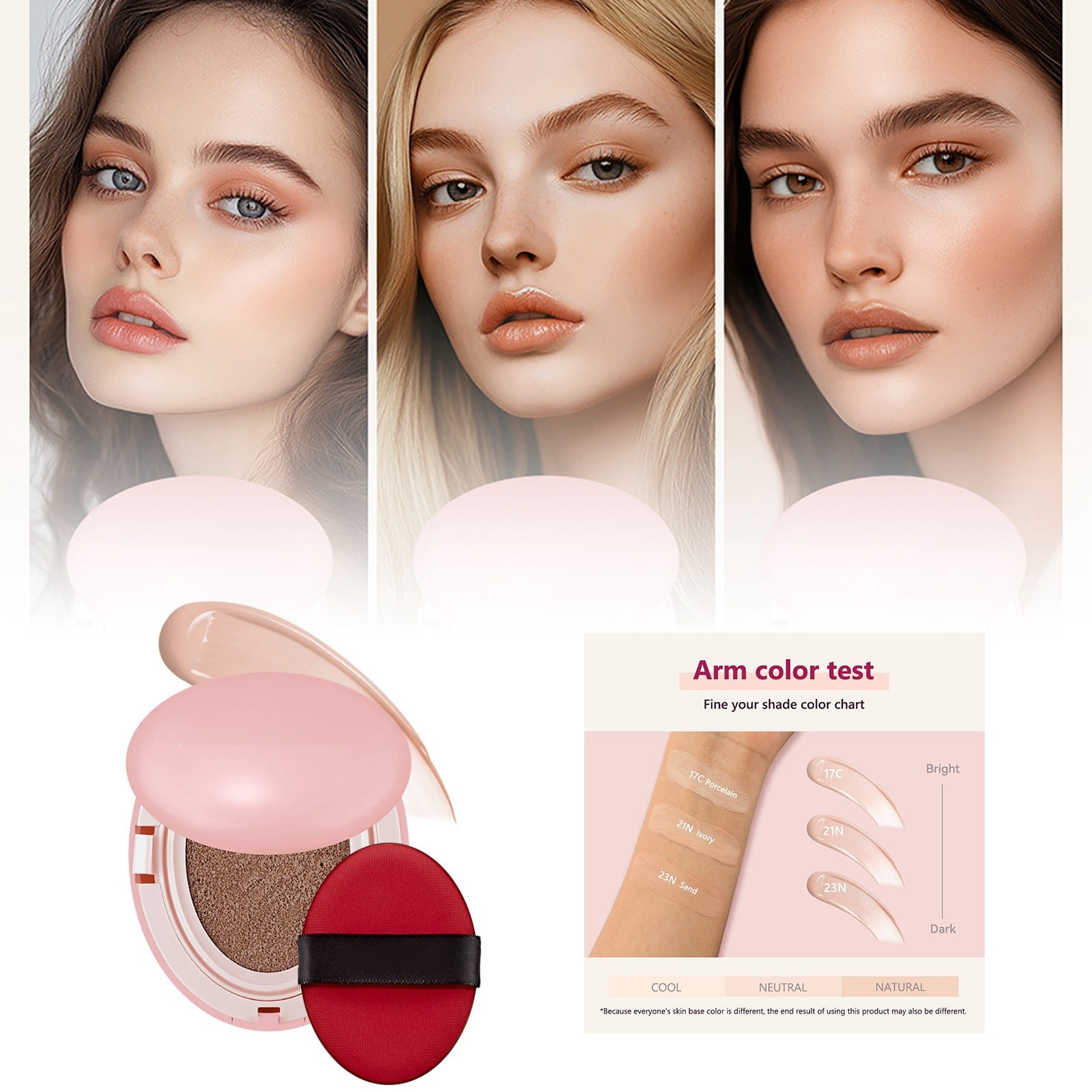 Powder Air Cushion Foundation Moisturizing Lightweight Makeup Concealer ...