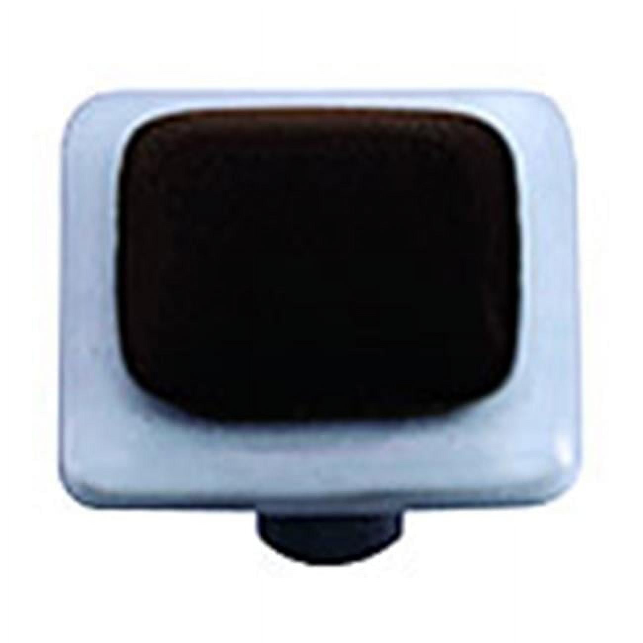 Powder Blue Border with Black Square Glass Cabinet Knob - Aluminum Post ...