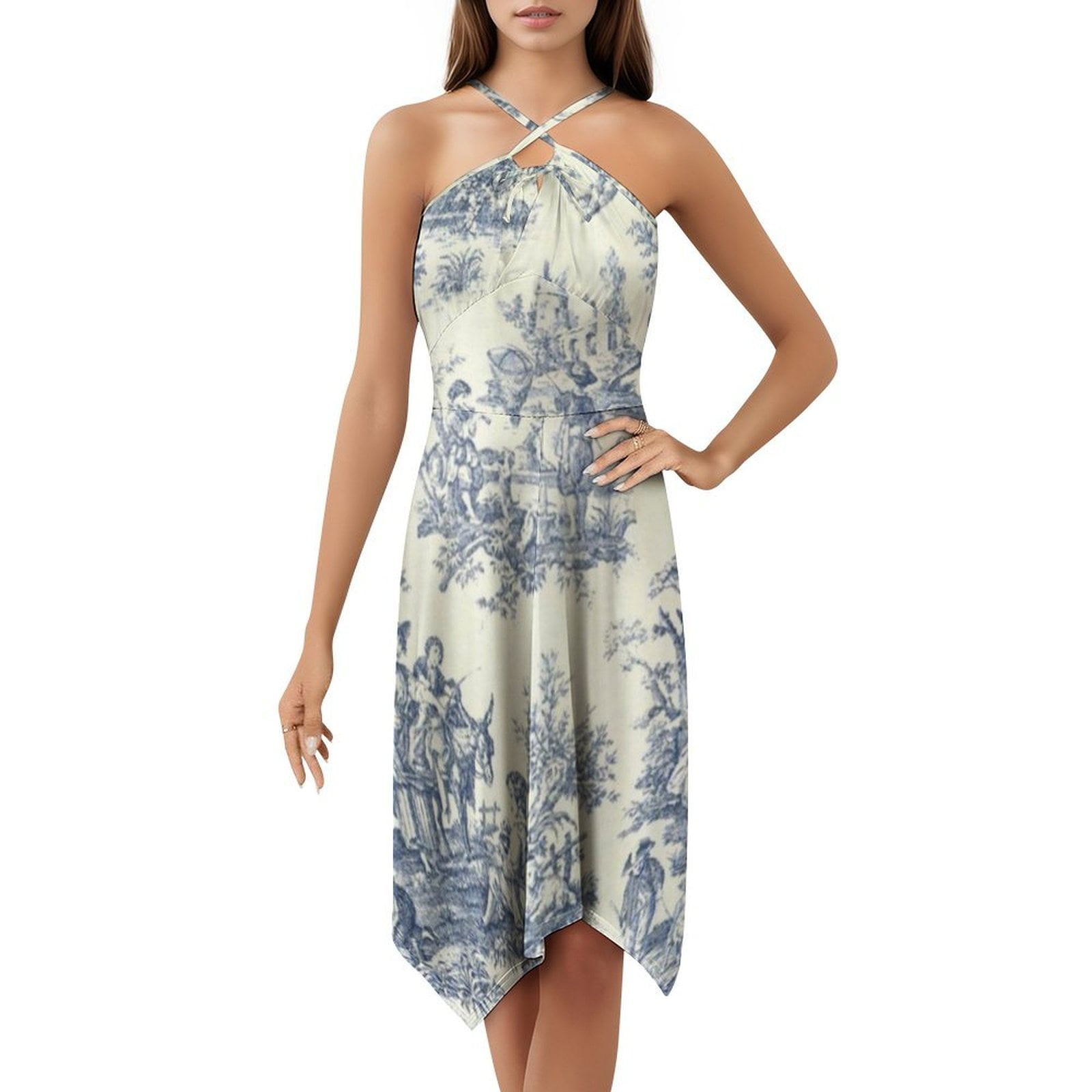 Powder Blue French Toile Picnic Designs Dress Elegant Party Dresses ...