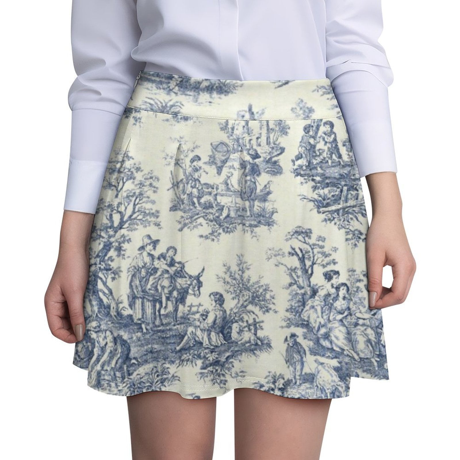 Powder Blue French Toile Picnic Designs Women's Casual Mini Skirt ...