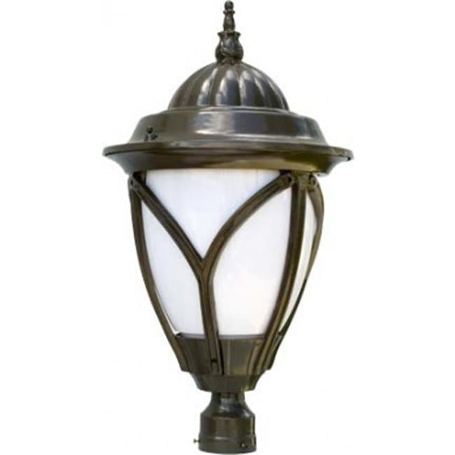 Powder Coated Cast Aluminum Post Top Light Fixture, Bronze - 26.25 x 14 ...