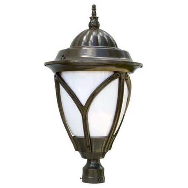 Powder Coated Cast Aluminum Post Top Light Fixture, Bronze - 26.25 x 14 ...