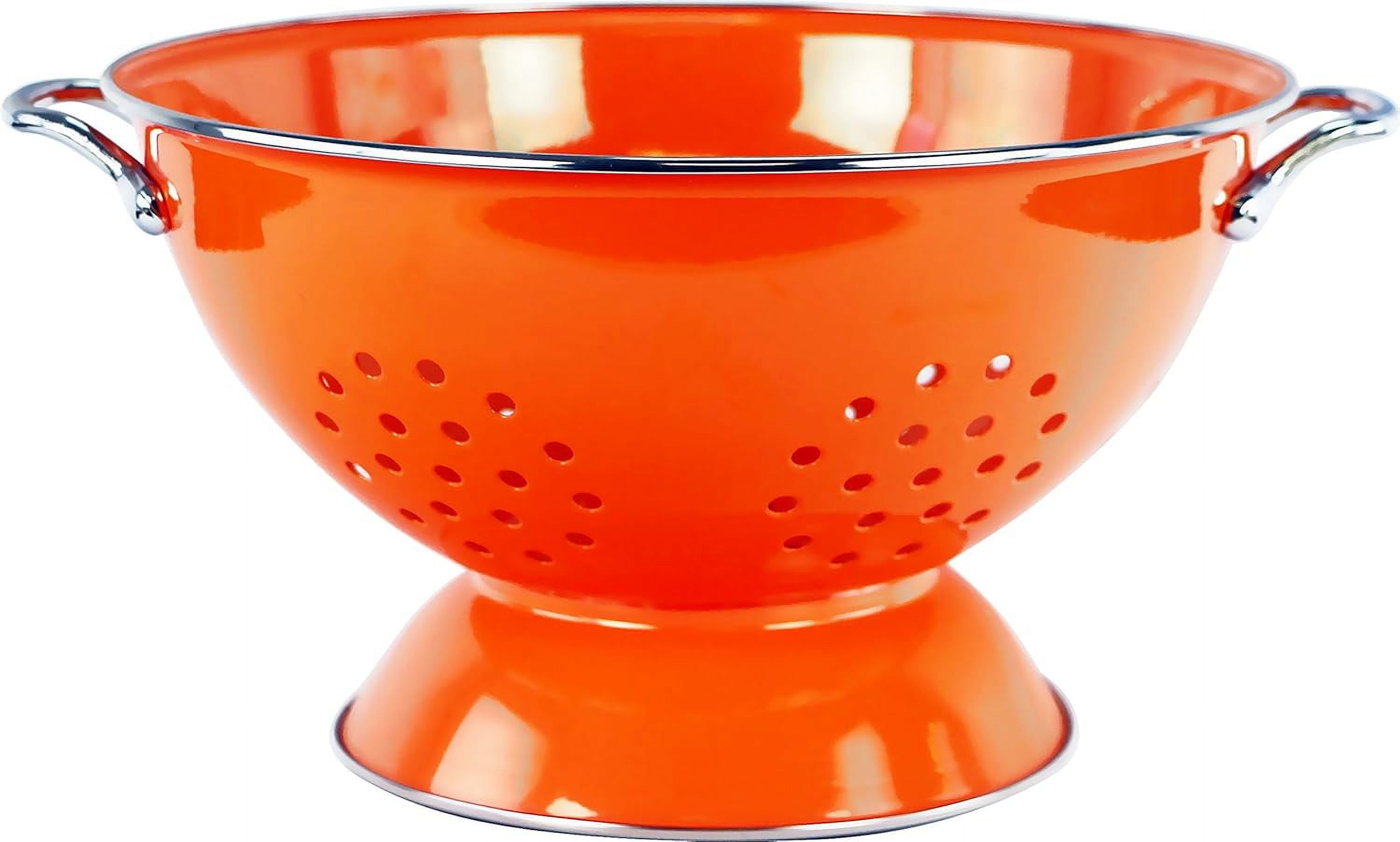Powder Coated Enameled Colander By Calypso Basics, 5 Quart, Orange ...